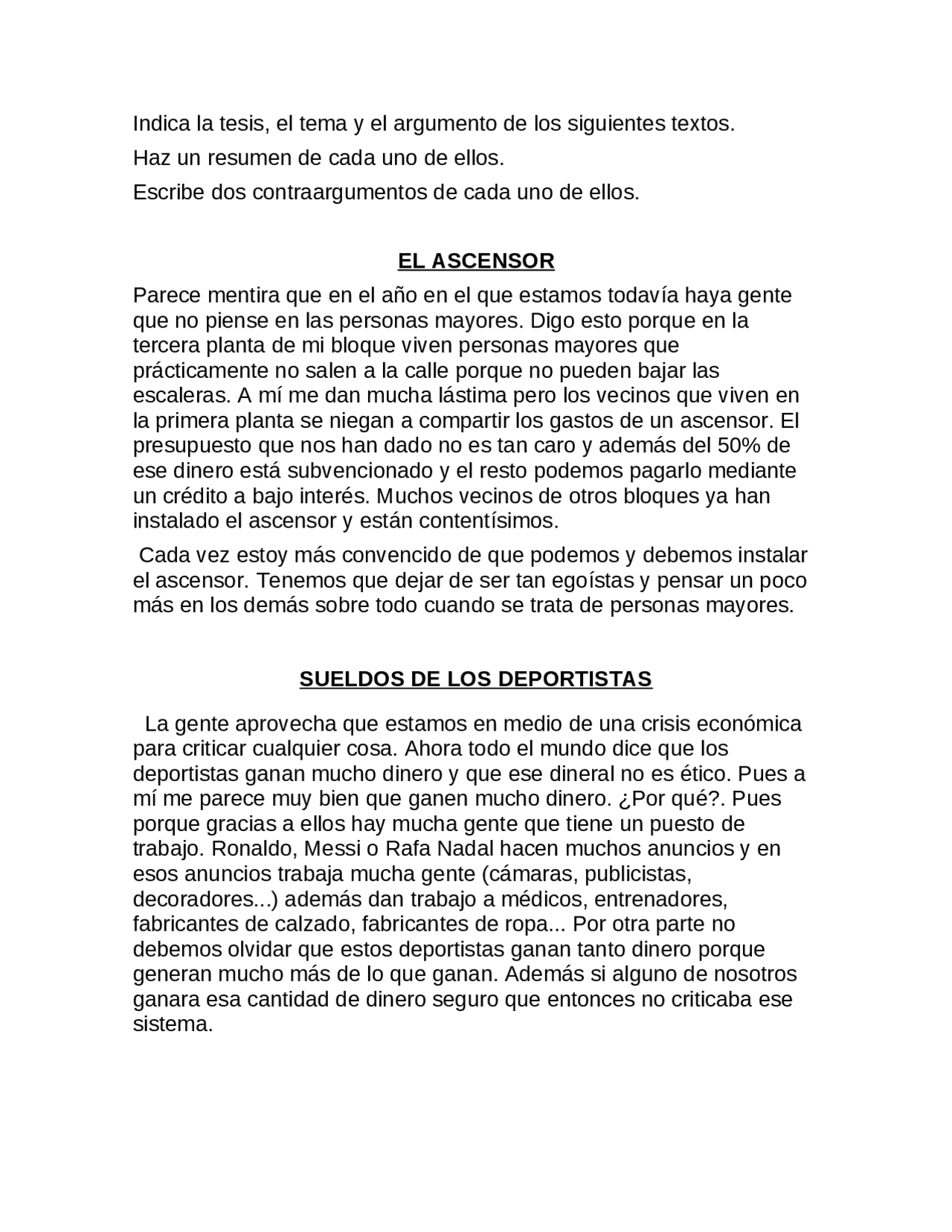 Ejemplos De Textos Argumentativos Ejercicios De Lengua Y Literatura