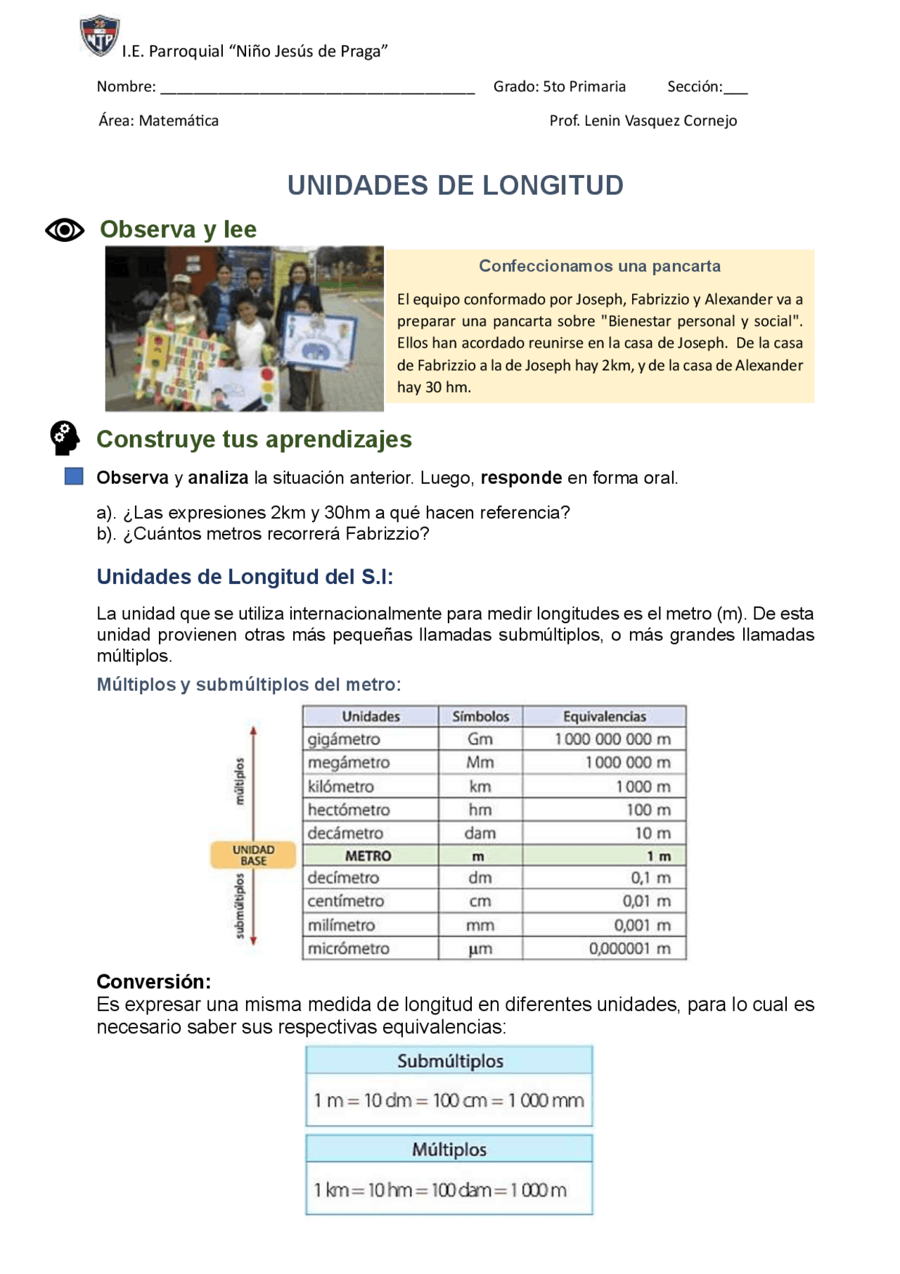 Ejercicios de Conversión de Unidades de Longitud para 5to Grado | Guías ...