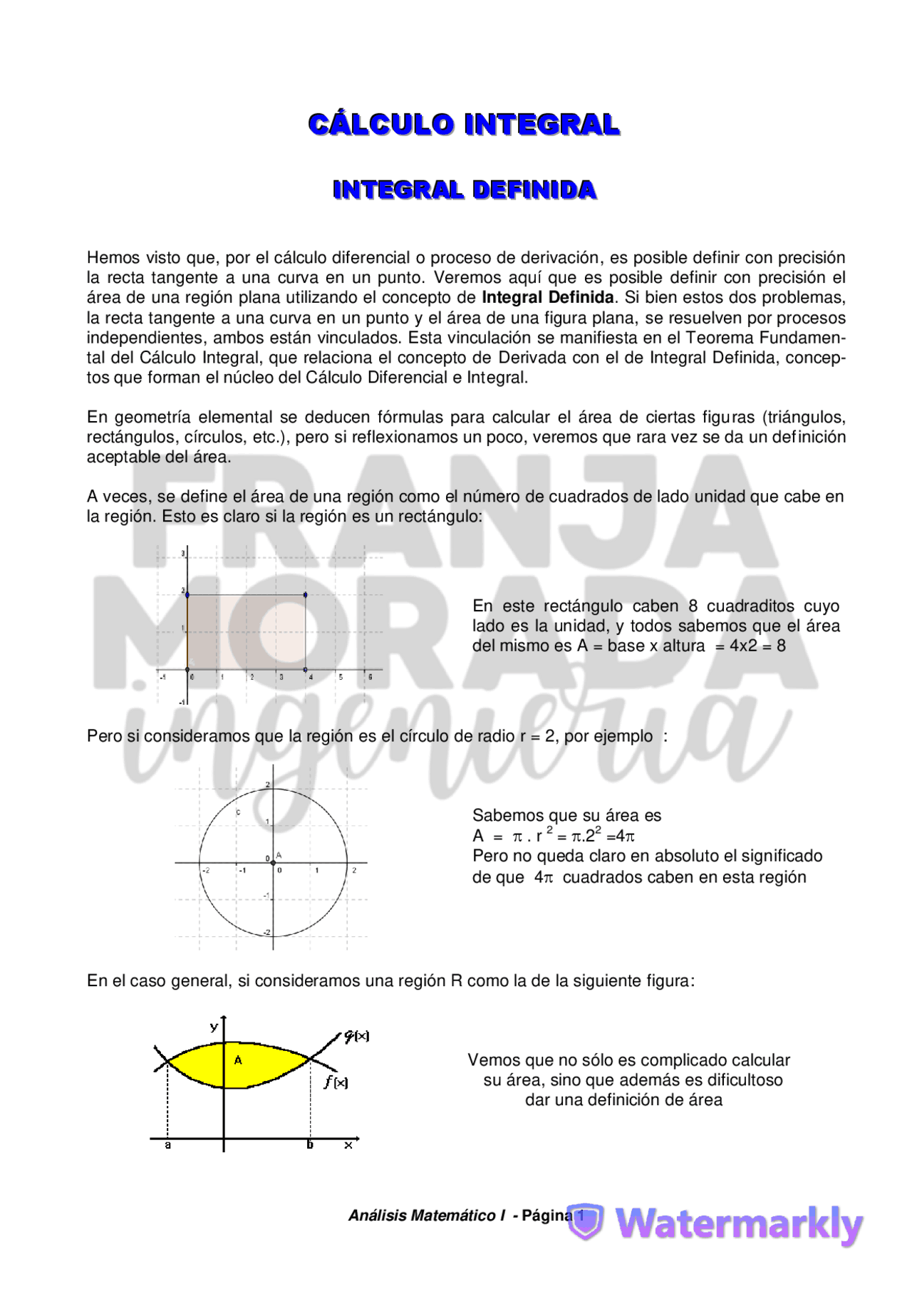 Apunte de integrales | Resúmenes de Análisis Matemático | Docsity
