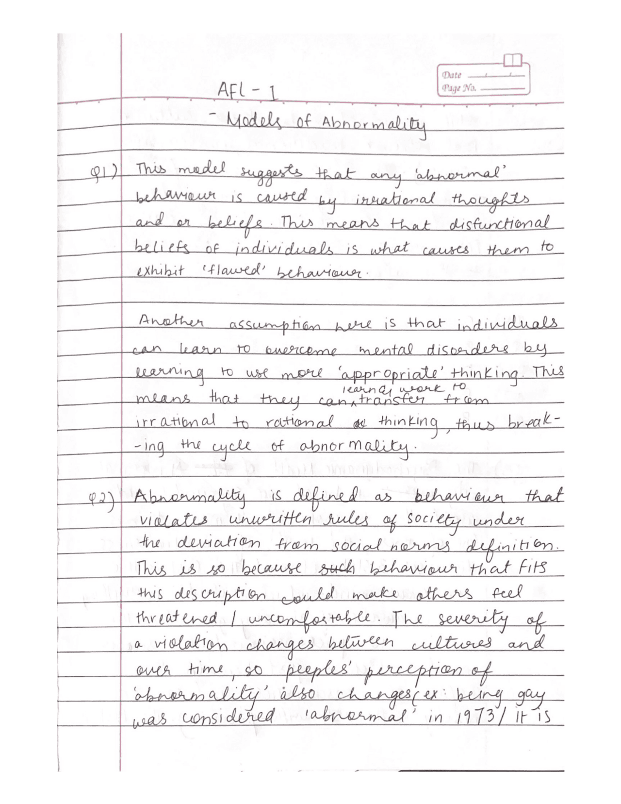 A Level Psychology Assignment Assignments Psychology Docsity