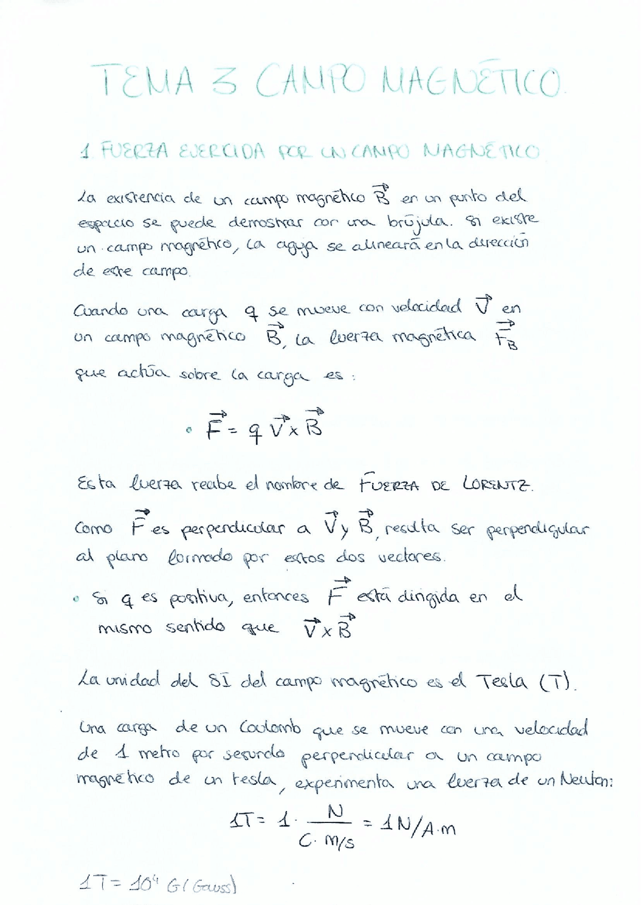 Campo Magnético Teoría Apuntes De Física Docsity