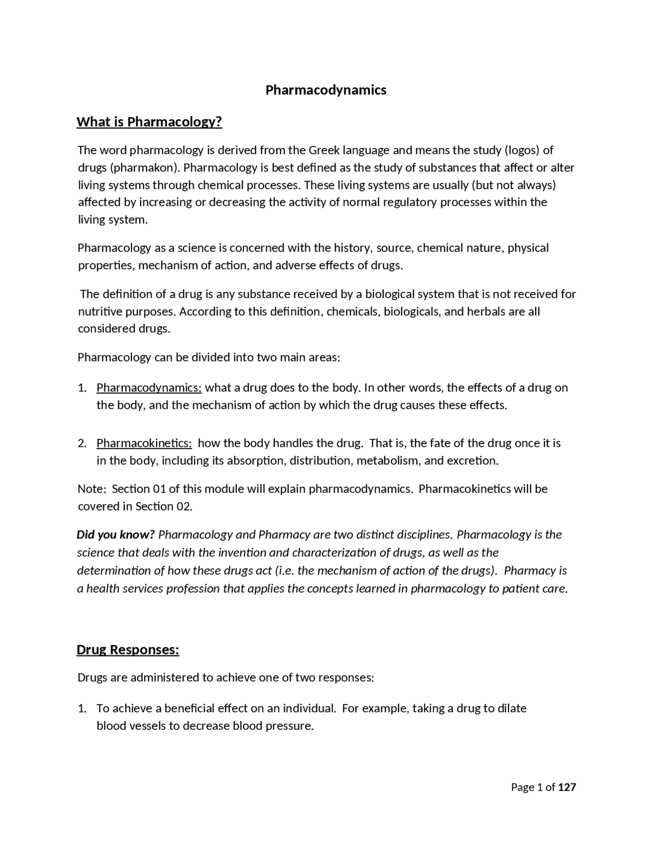 Pharmacology Exploring the Science of Drug Effects and Mechanisms Study ...