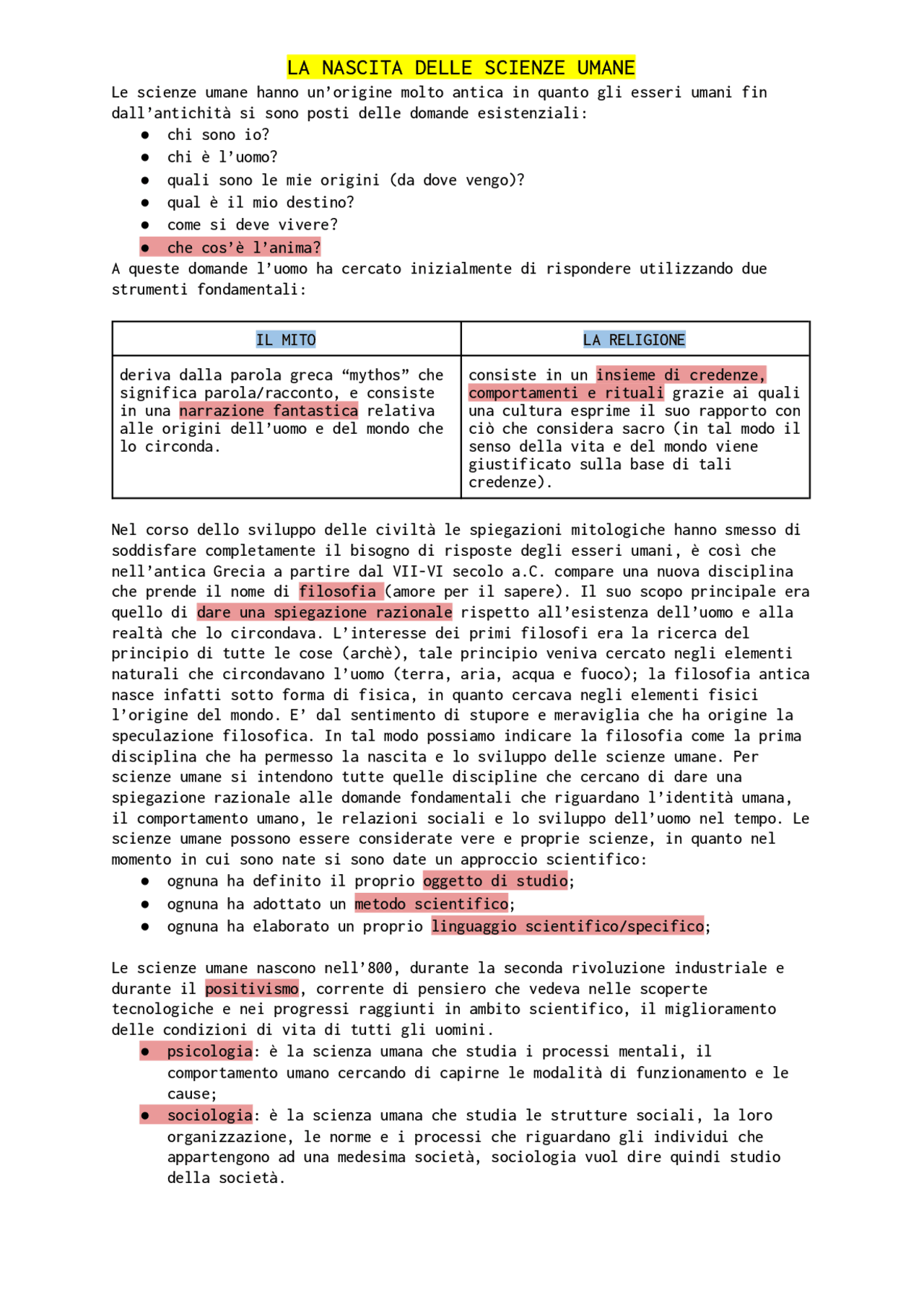 La Nascita Delle Scienze Umane Appunti Di Scienze Umane Docsity