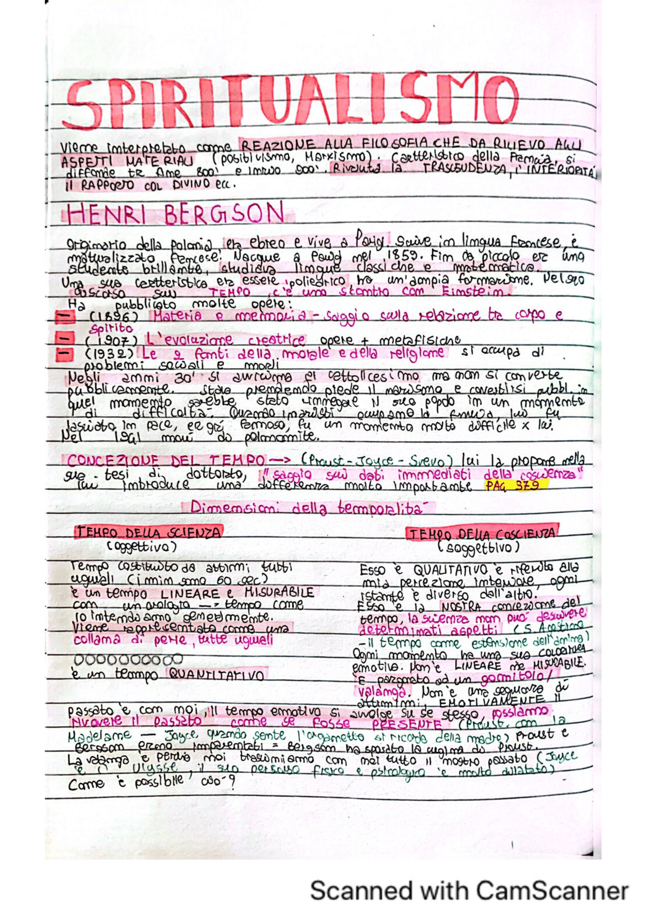 Lo spiritualismo in Europa ed il pensiero di Henri Bergson. | Appunti ...