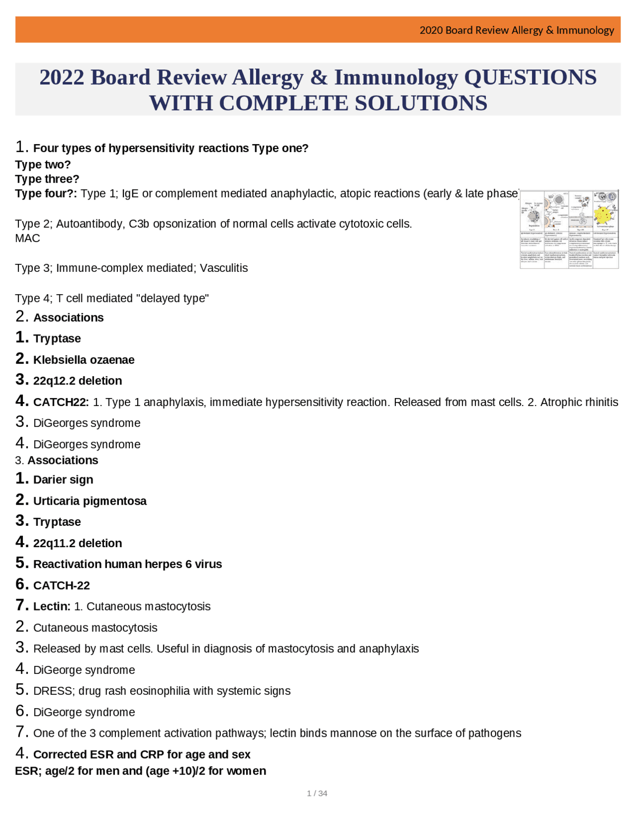 2022 Board Review Allergy & Immunology QUESTIONS WITH COMPLETE ...