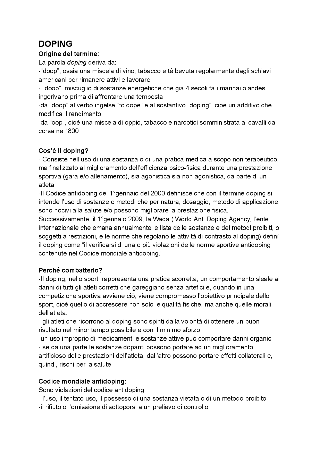 Cos'è il doping, perché combatterlo, codice mondiale antidoping, lista antidoping | Guide ...