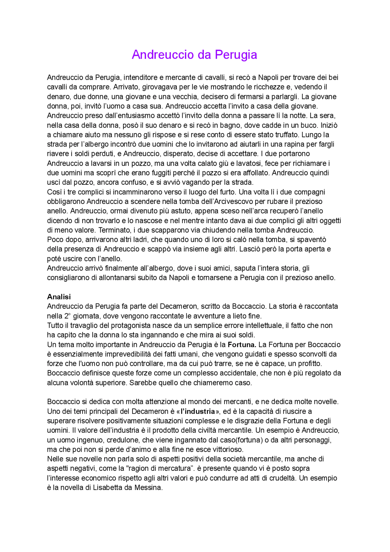 Andreuccio Da Perugia Breve Resumen Giovanni Boccaccio: Decameron II,5