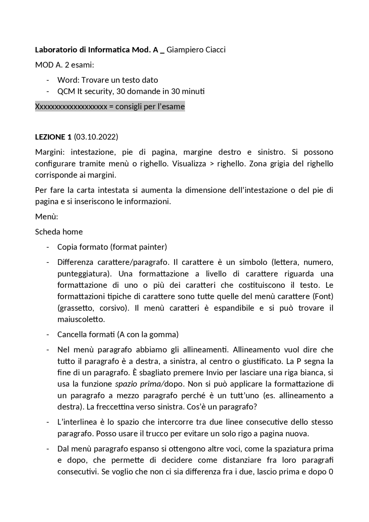 Modulo A Prof Ciacci Appunti Di Fondamenti Di Informatica Docsity