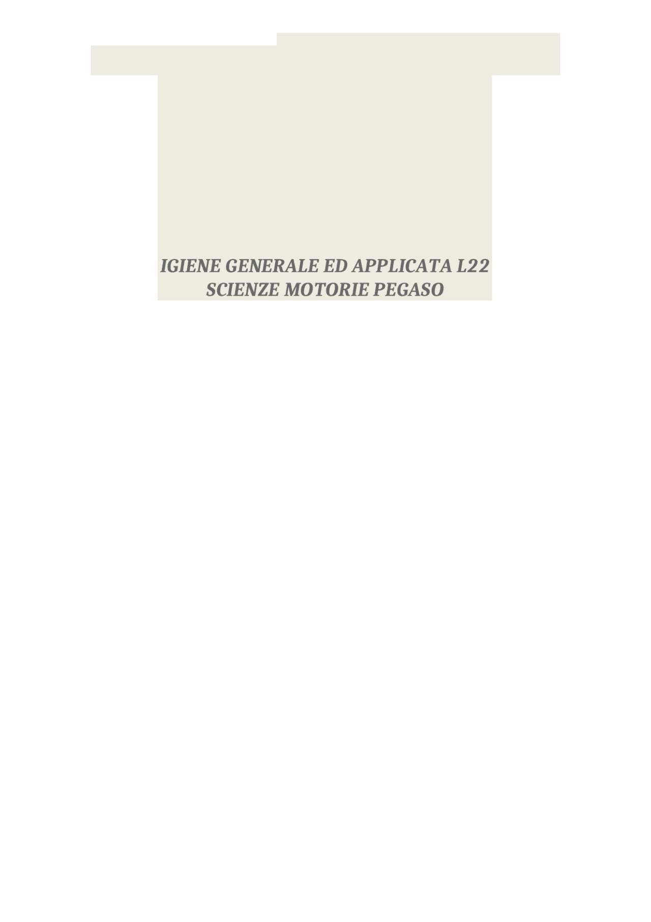 Igiene Generale Ed Applicata L22 Scienze Motorie Pegaso Prove Desame