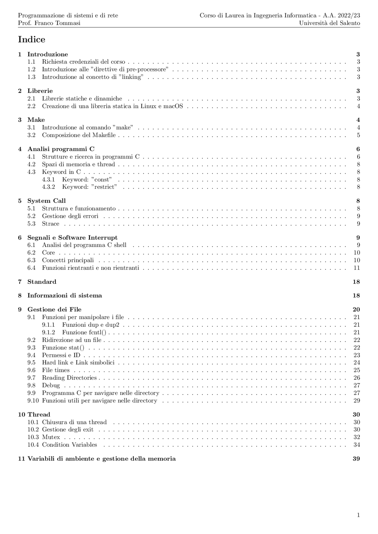 Programmazione di Sistemi e di Rete | Appunti di Programmazione Avanzata | Docsity