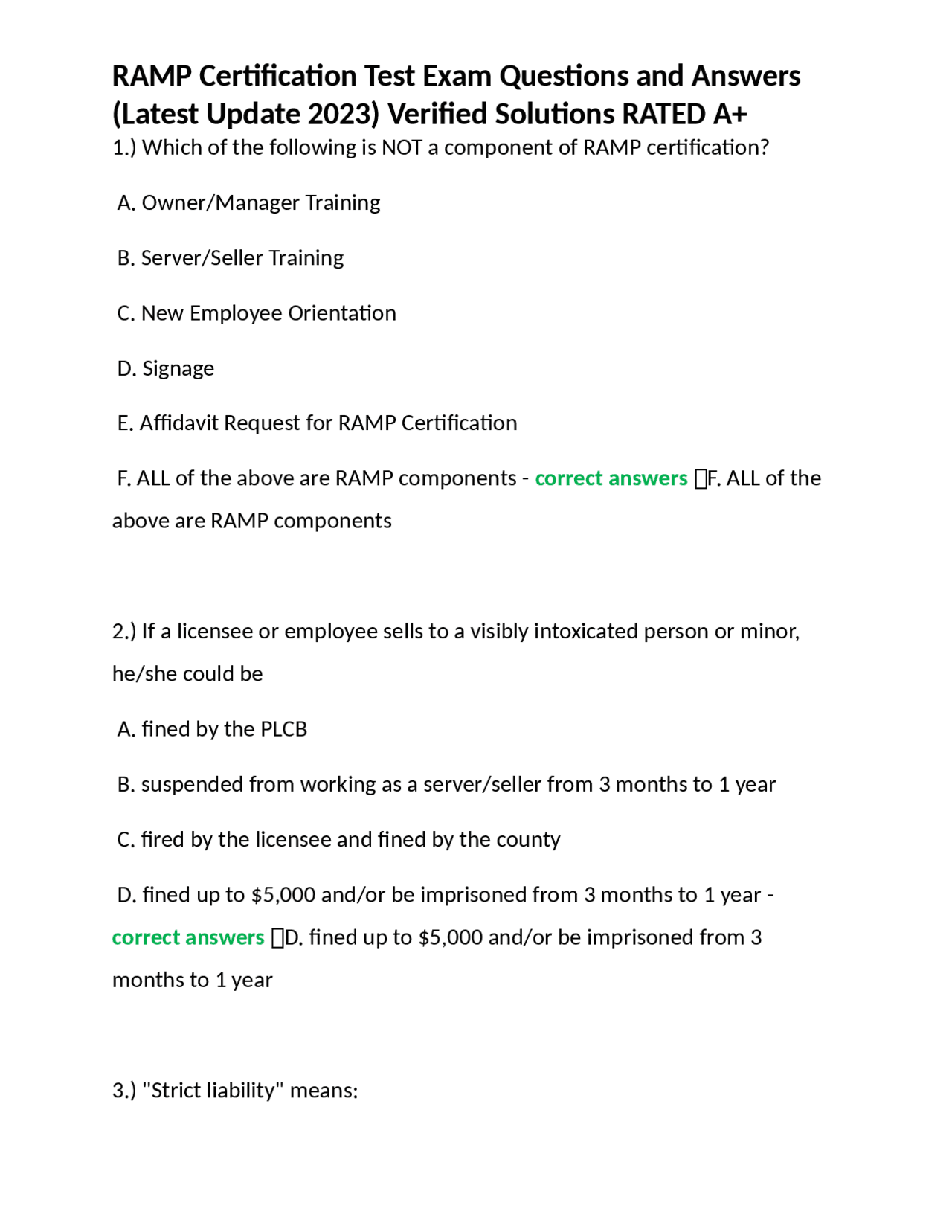 RAMP Certification Test Exam Questions and Answers (Latest Update 2023 ...