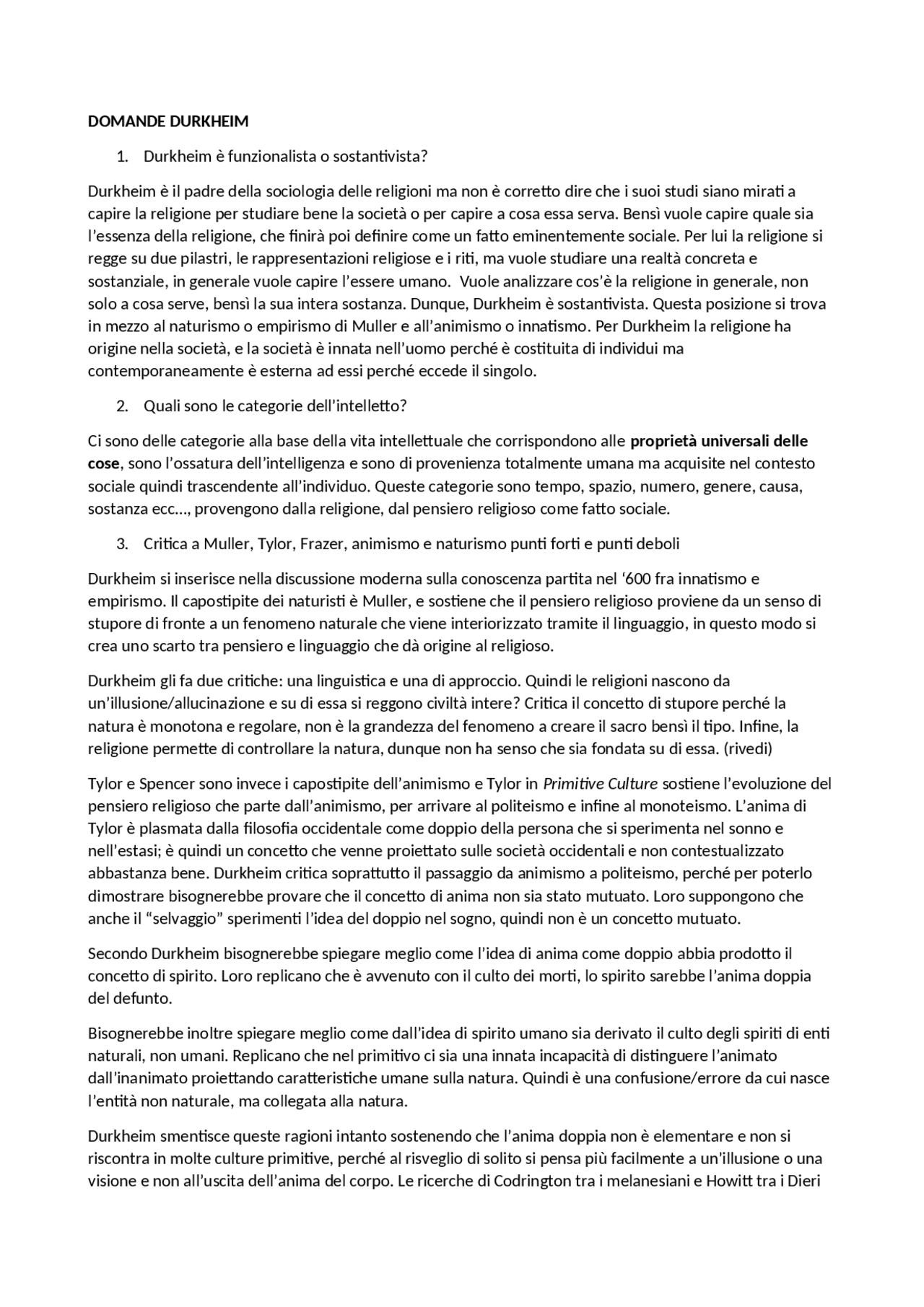 Domande E Risposte Durkheim E Weber Schemi E Mappe Concettuali Di