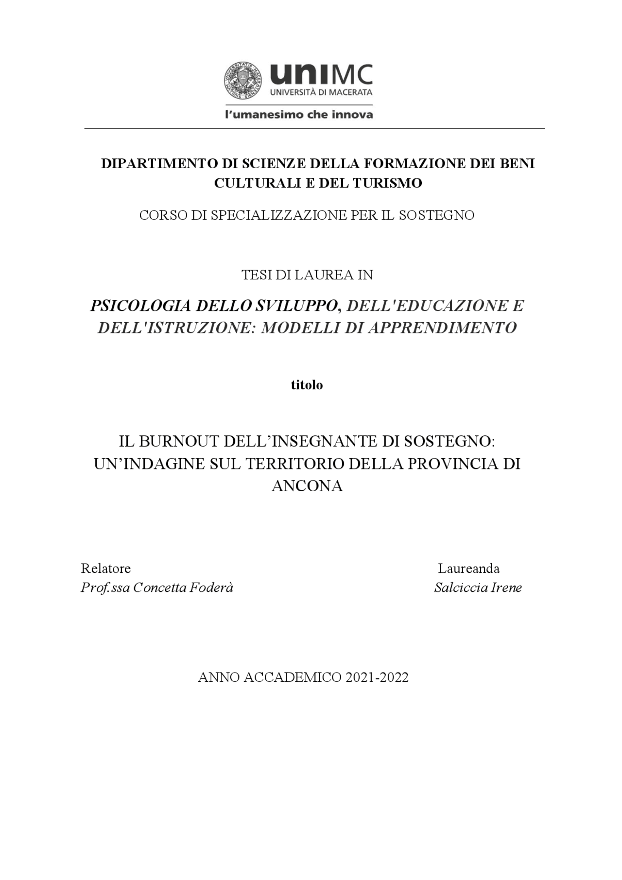 Tesi Di Specializzazione Tfa Sostegno Secondaria Di Secondo Grado