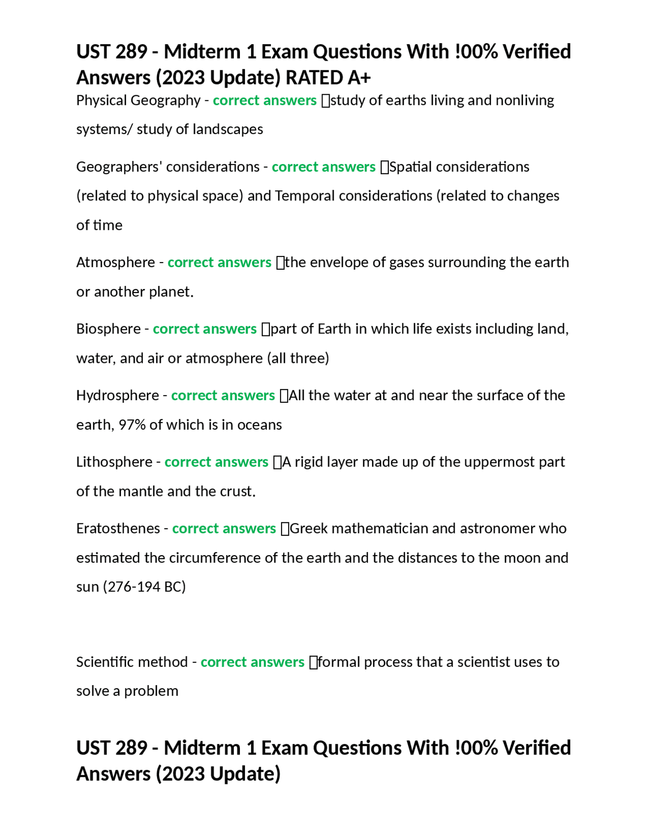 UST 289 - Midterm 1 Exam Questions With !00% Verified Answers (2023 ...