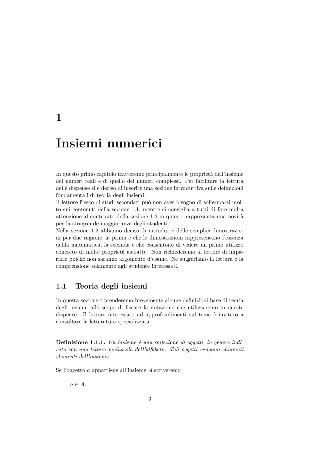 Teoria Degli Insiemi Numerici Appunti Di Istituzioni Di Matematica I