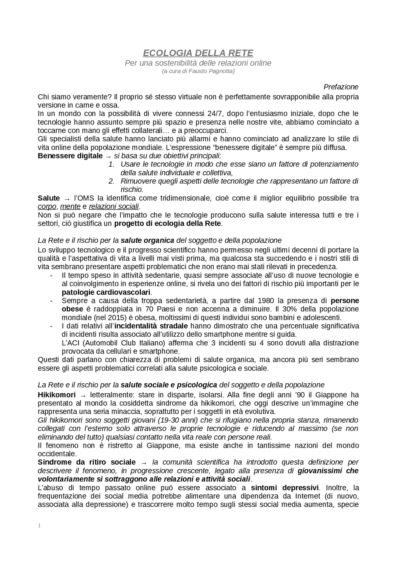 Riassunto Completo Ecologia Della Rete Prof Pagnotta Unipr Aa