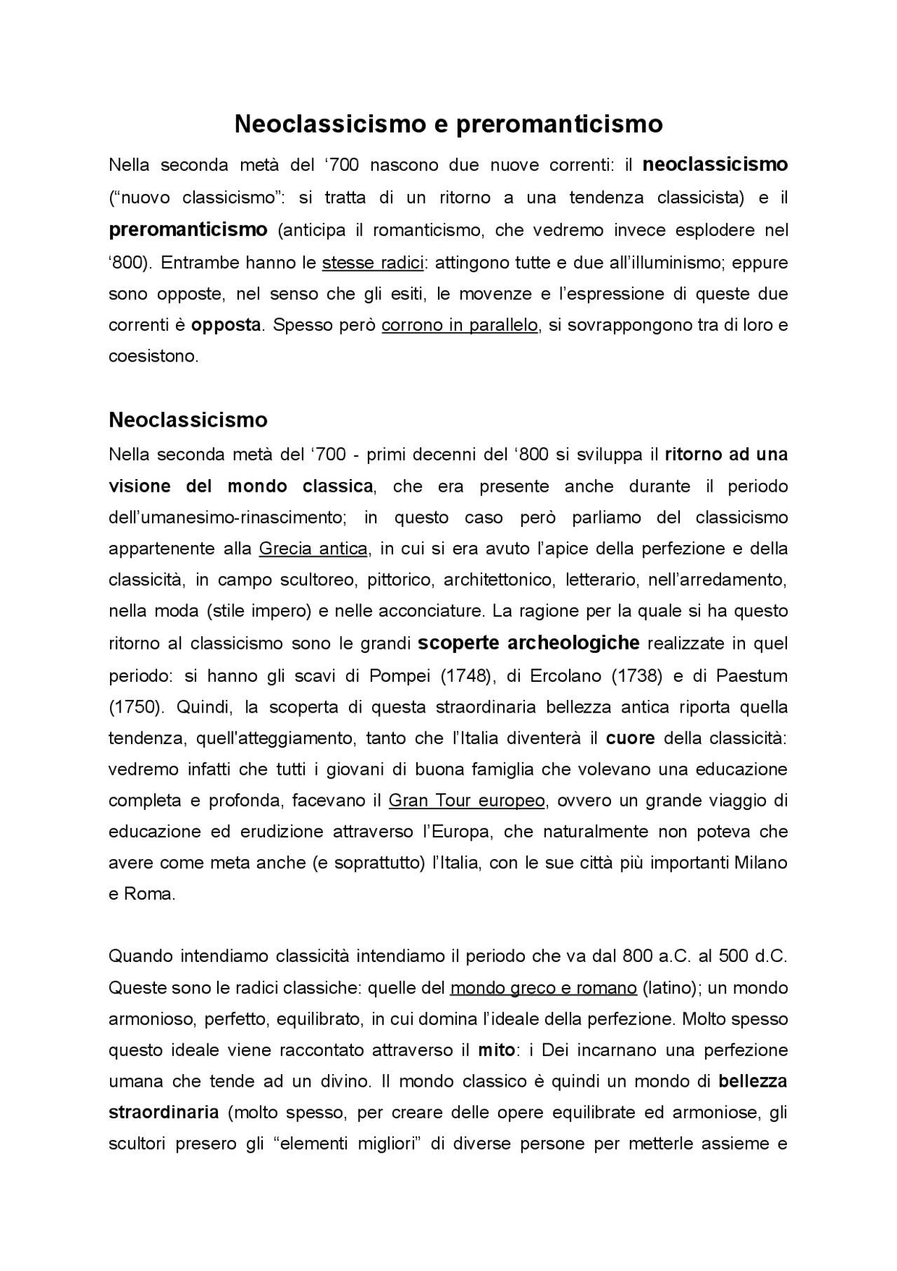 Neoclassicismo, preromanticismo e romanticismo | Appunti di Italiano ...