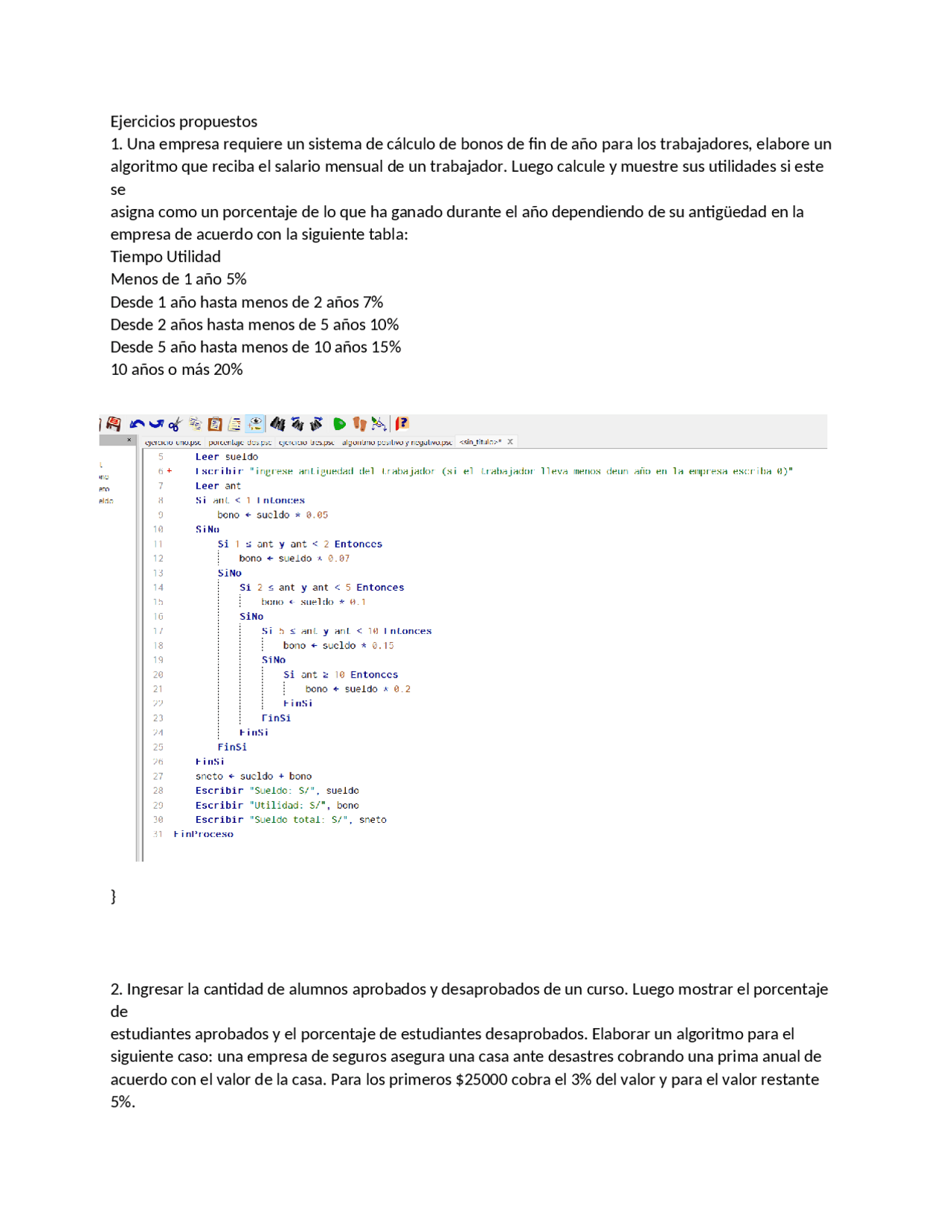 Algoritmos Ejercicios De Ejercicios De Diseño De Algoritmos Docsity