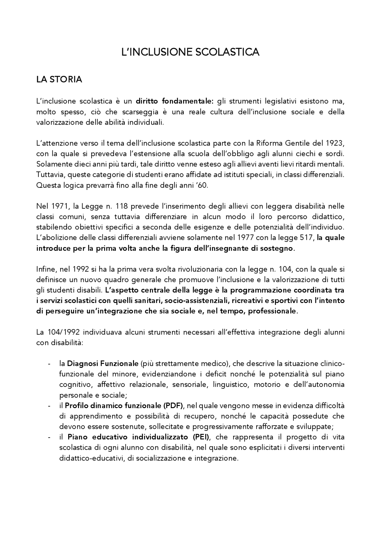 Sintesi Tfainclusione Scolastica Degli Alunni Con Disabilità Schemi