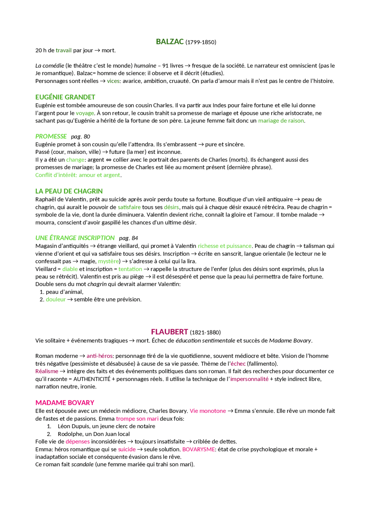 Letteratura Francese Maturità Intero Programma Riassunto Appunti