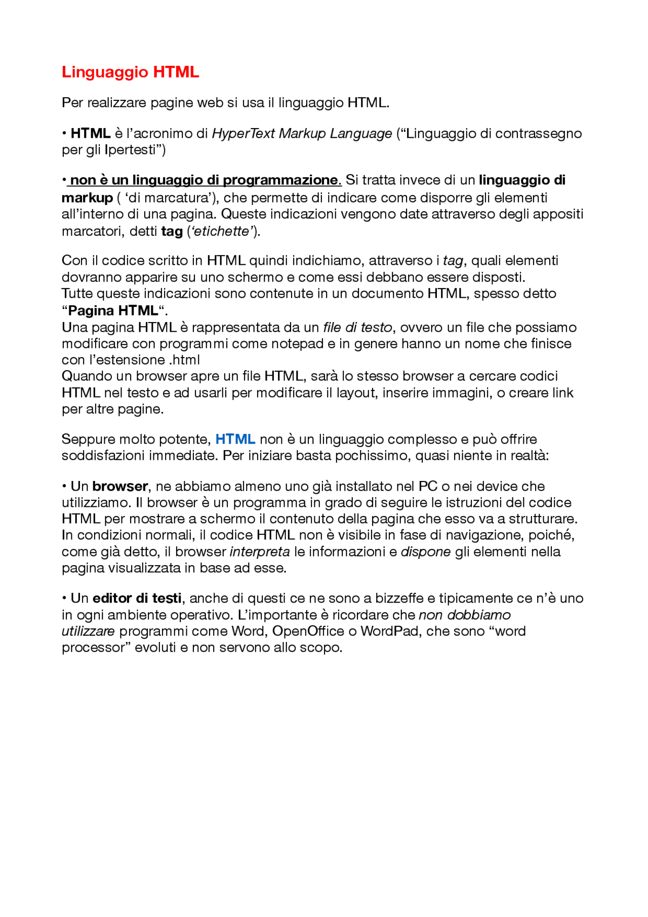 Informaticalinguaggio Html Appunti Di Informatica Docsity