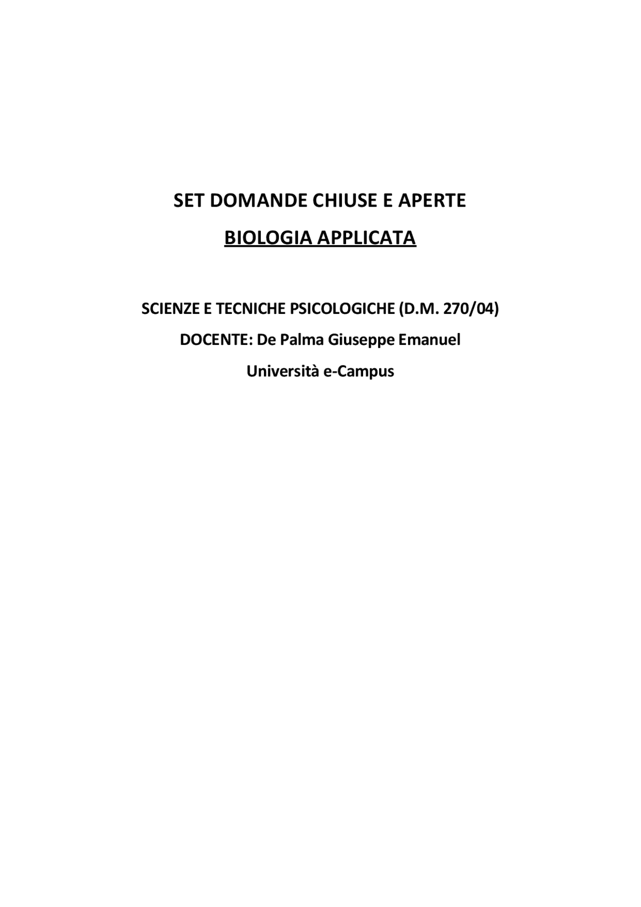 Paniere Chiuse E Aperte Completo Biologia Applicata Prof De Palma