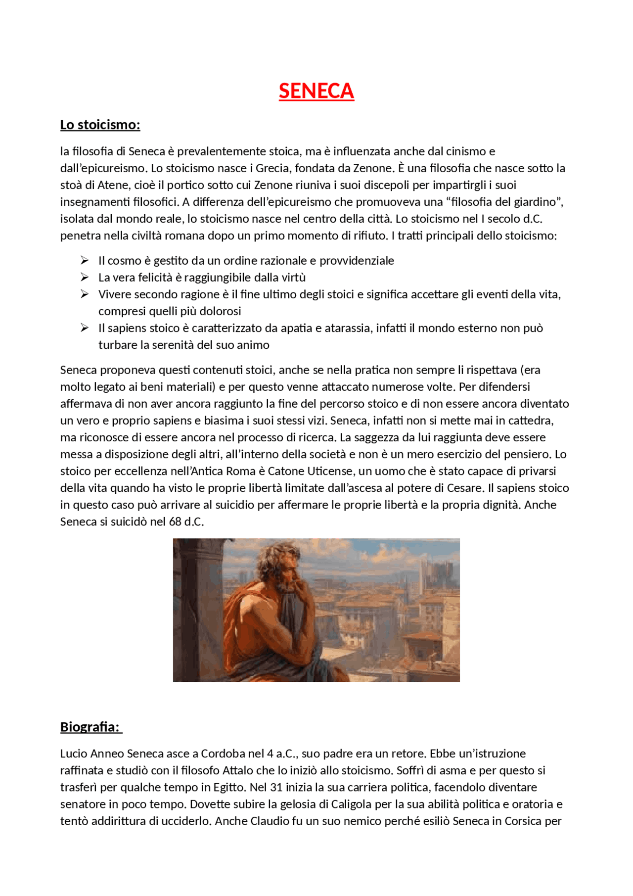 Seneca: vita, opere, stoicismo | Dispense di Latino | Docsity