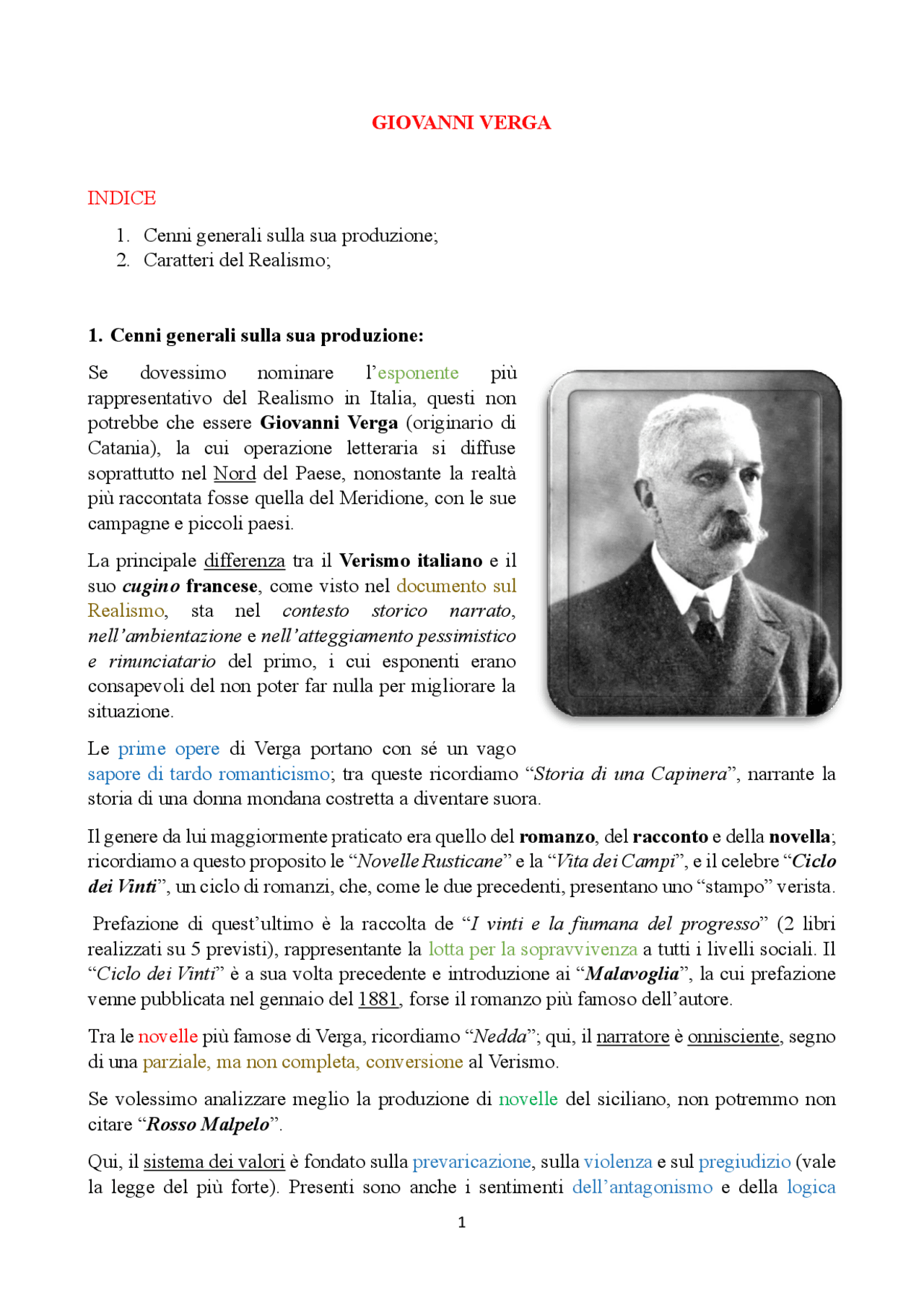 Giovanni Verga | appunti e dispense per scuole superiori | Dispense di ...