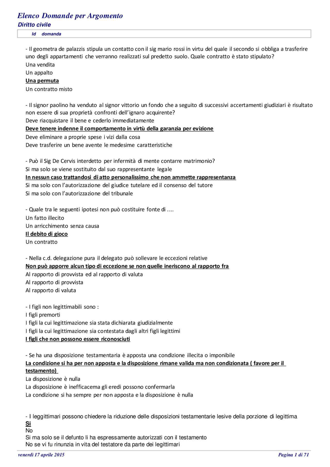 Esame Di Diritto Privato Prove Desame Di Diritto Privato Docsity
