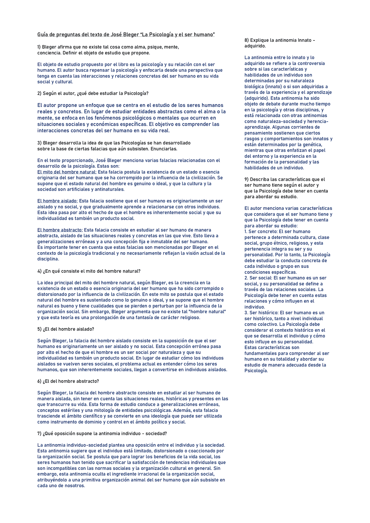 Bleger Guía y respuestas | Guías, Proyectos, Investigaciones de ...