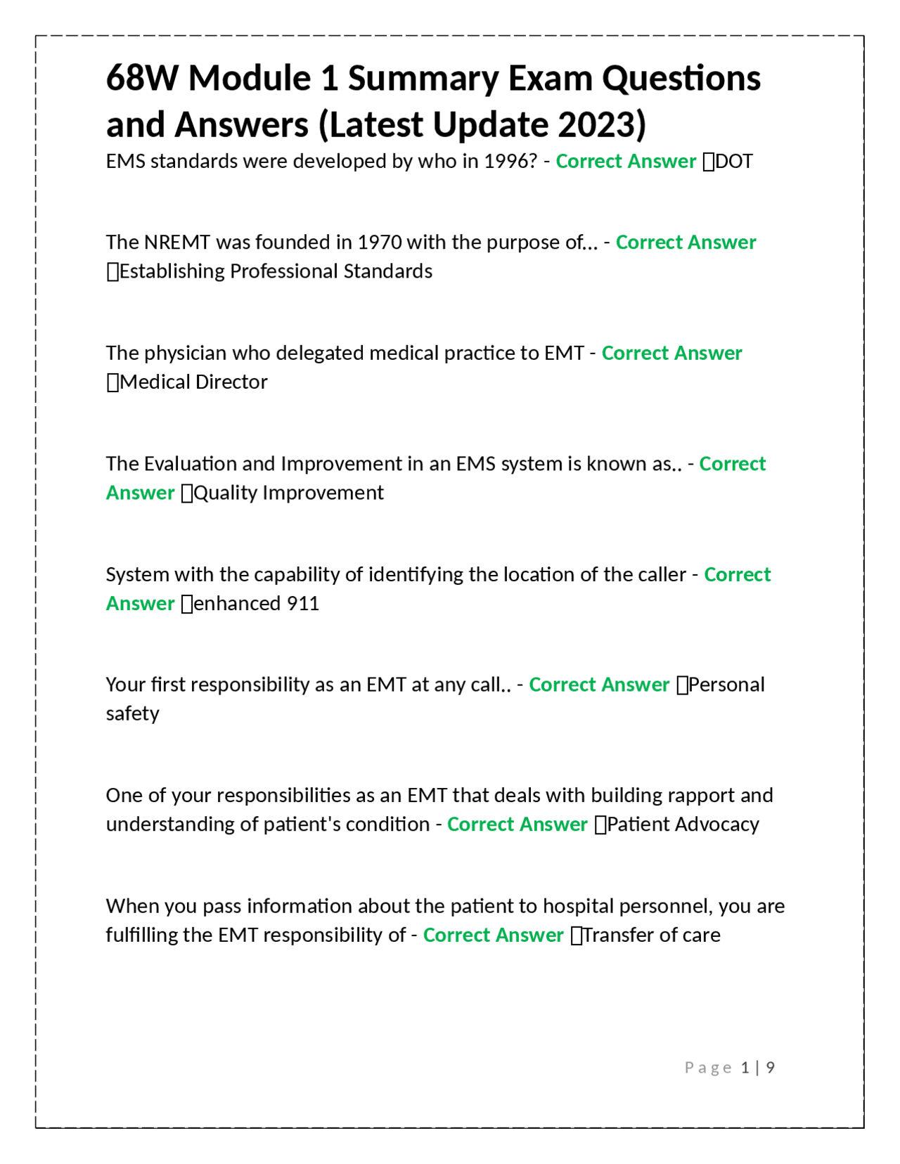 68W Module 1 Summary Exam Questions and Answers (Latest Update 2023 ...