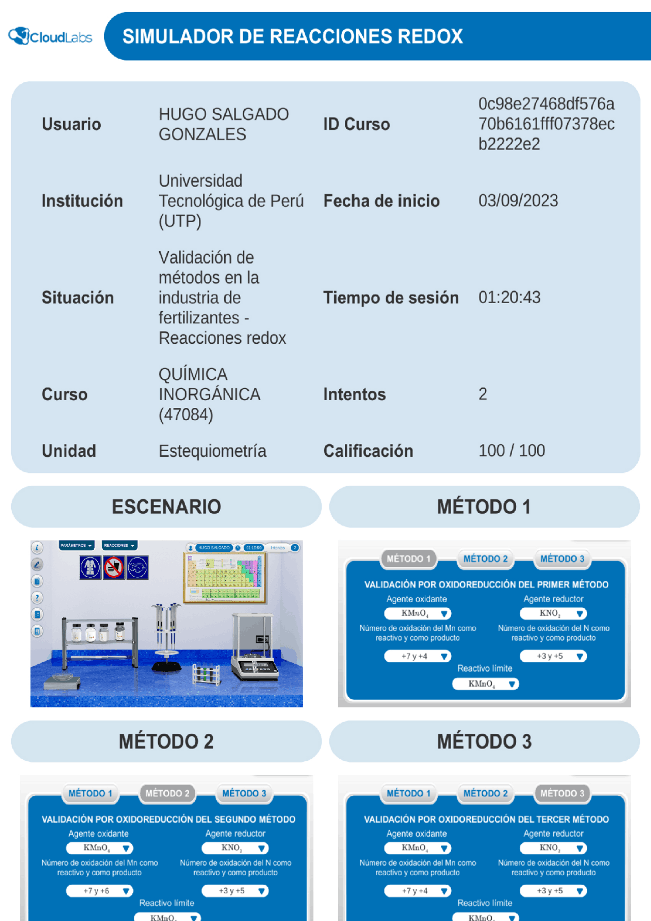 Laboratorio 1 simulador de reacciones redox | Ejercicios de Química Inorgánica | Docsity