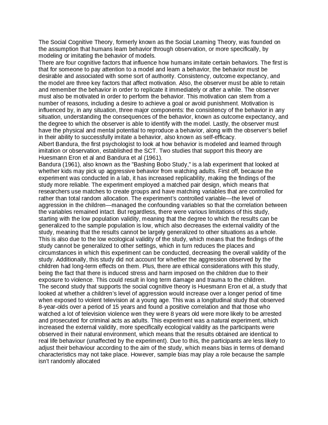 Evaluating the Social Cognitive Theory | Essays (high school ...
