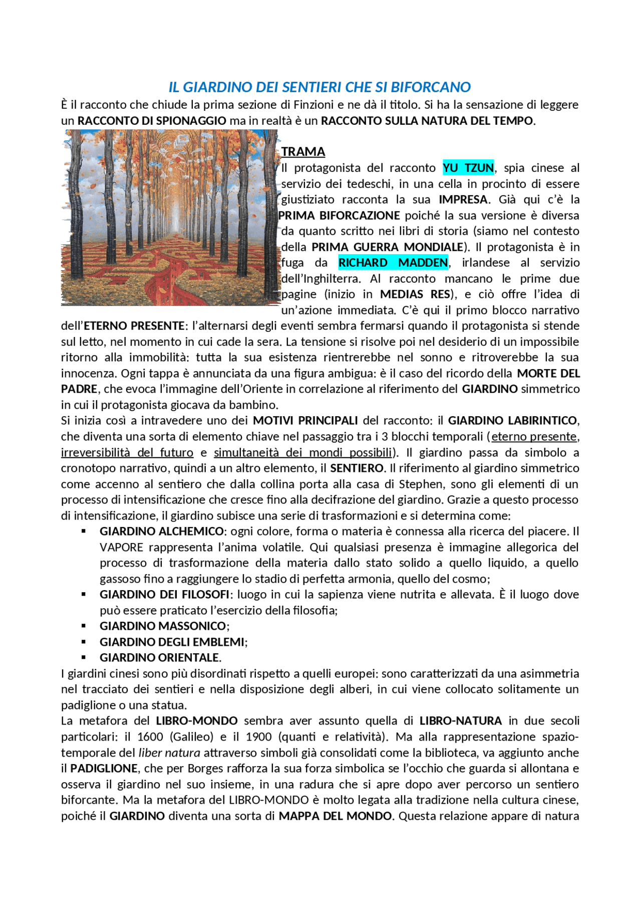 Il Giardino Dei Sentieri Che Si Biforcano Di J L Borges Schemi E