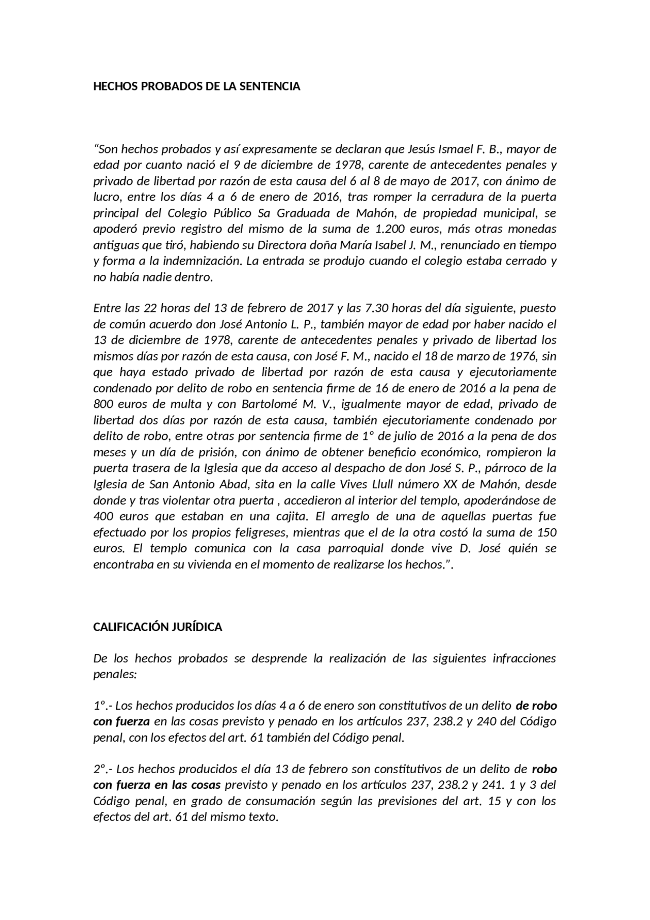 Ejemplo De Caso Practico De Derecho Penal Ii Ejercicios De Derecho