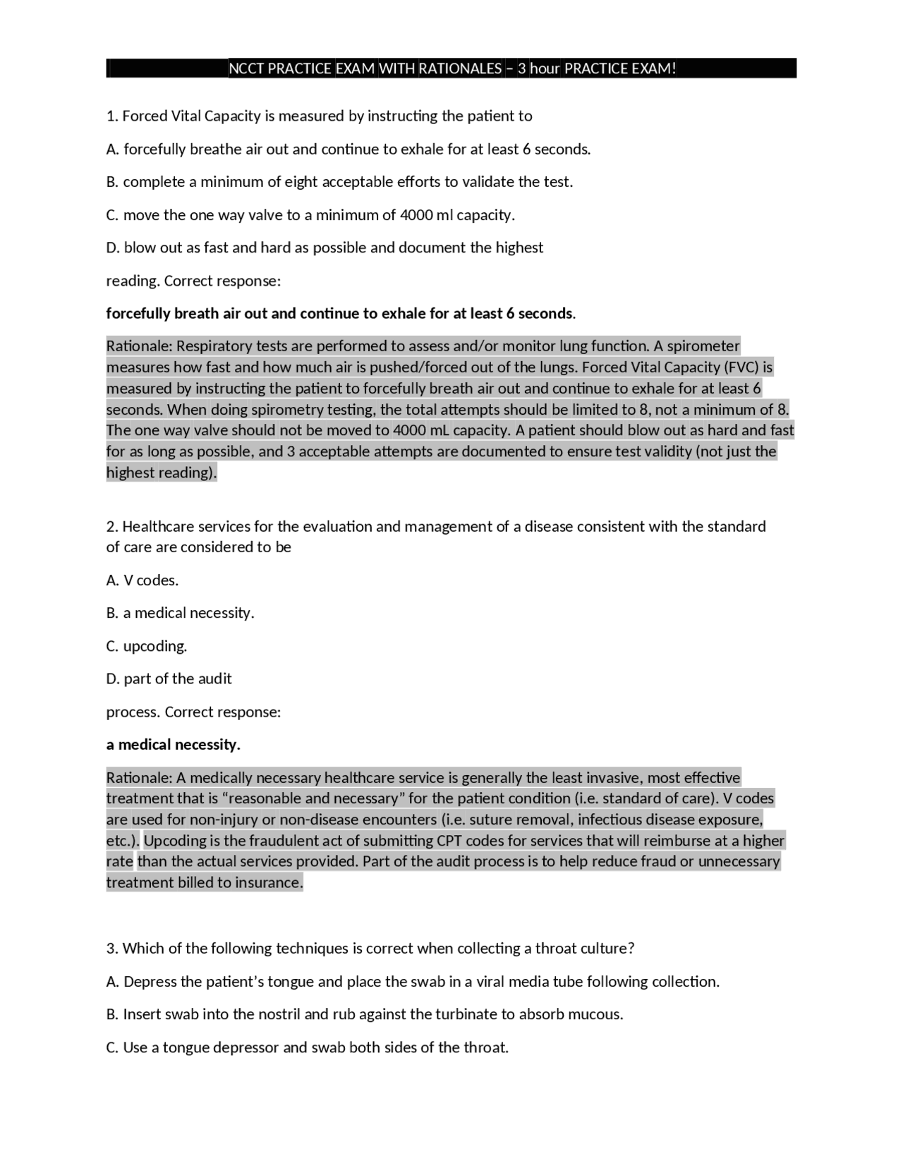 NCCT PRACTICE EXAM WITH RATIONALES - 3 hour PRACTICE EXAM! Updated 2023 ...