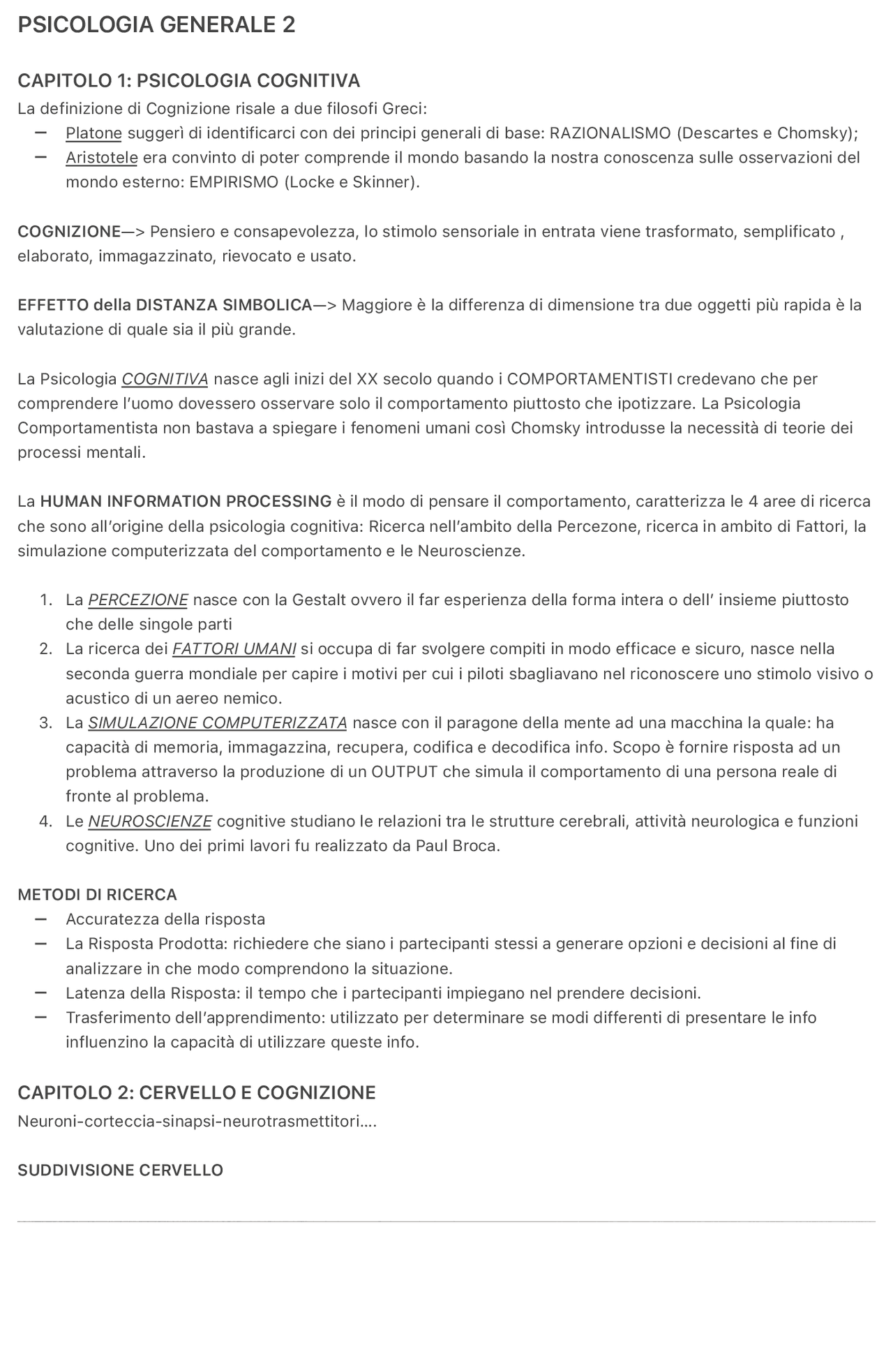 Psicologia Cognitiva Appunti Di Psicologia Generale Docsity