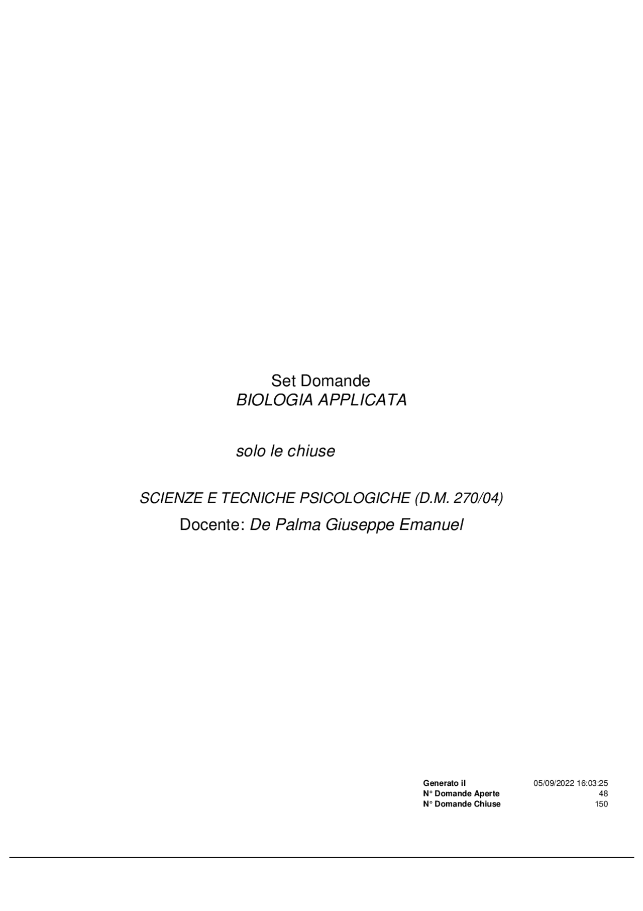 Chiuse Biologia Applicata De Palma Giuseppe Emanuel Scienze E Tecniche