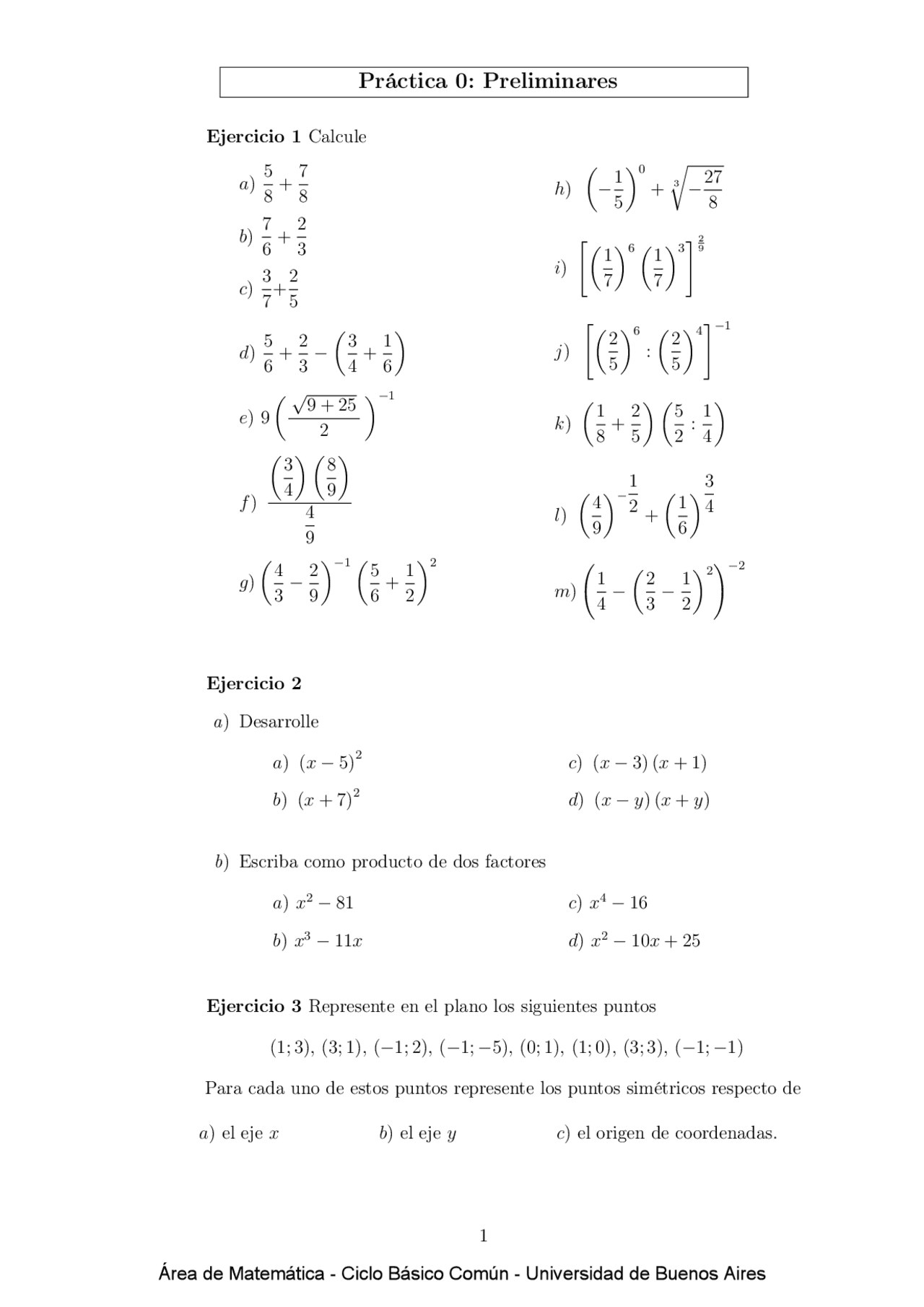 Practica 0 Analisis Matematico Ejercicios De Análisis Matemático
