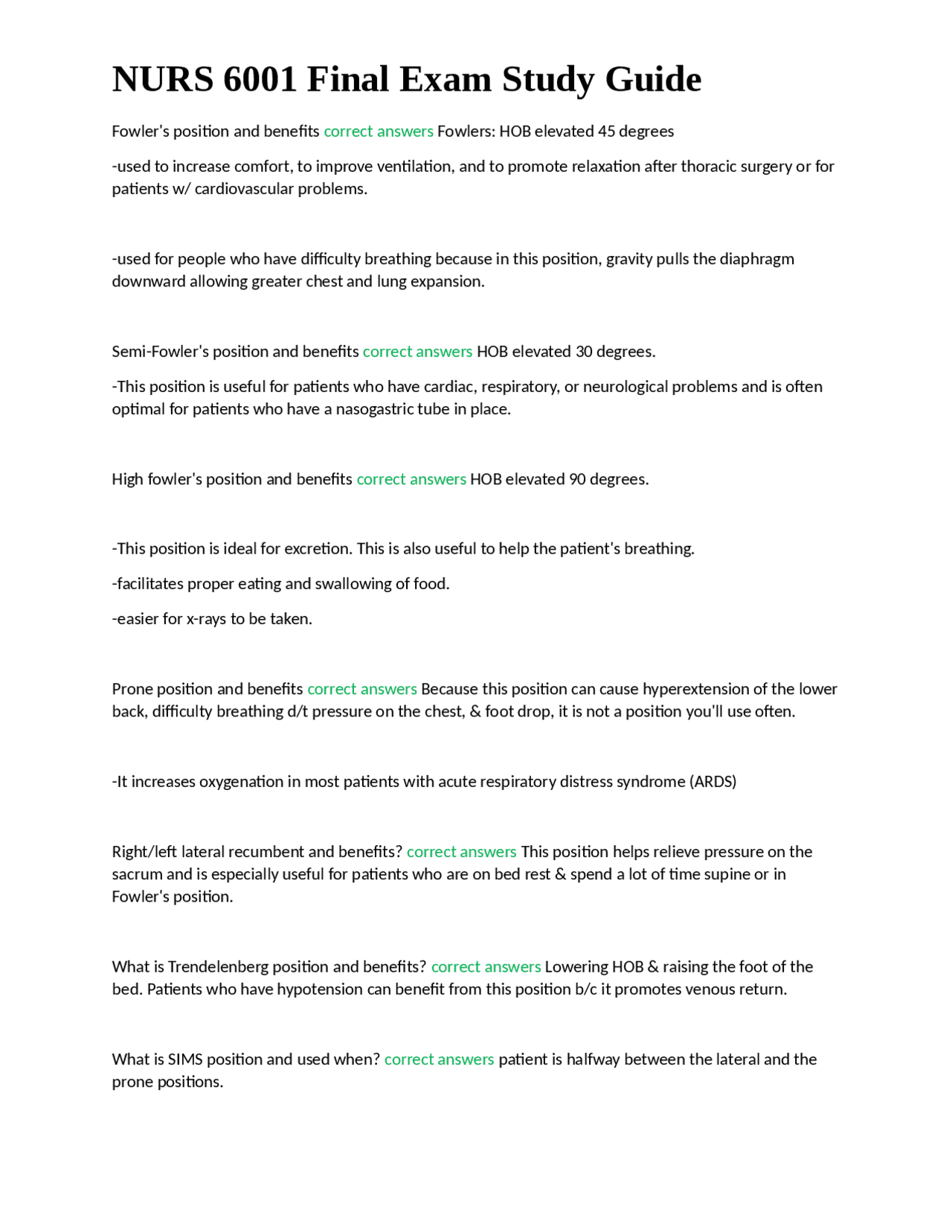 NURS 6001 Final Exam Study Guide.docx | Exams Nursing | Docsity