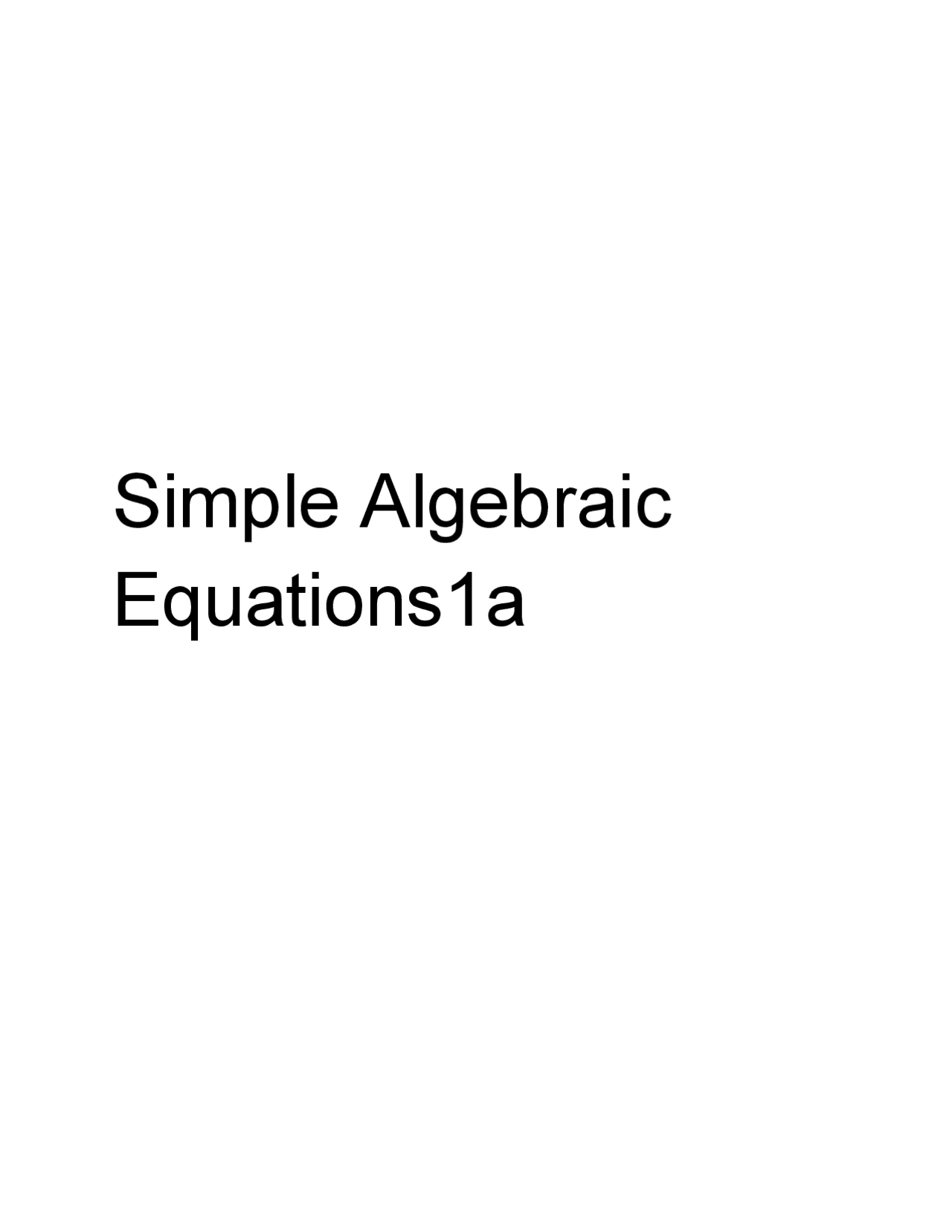 Simple Algebraic Equation