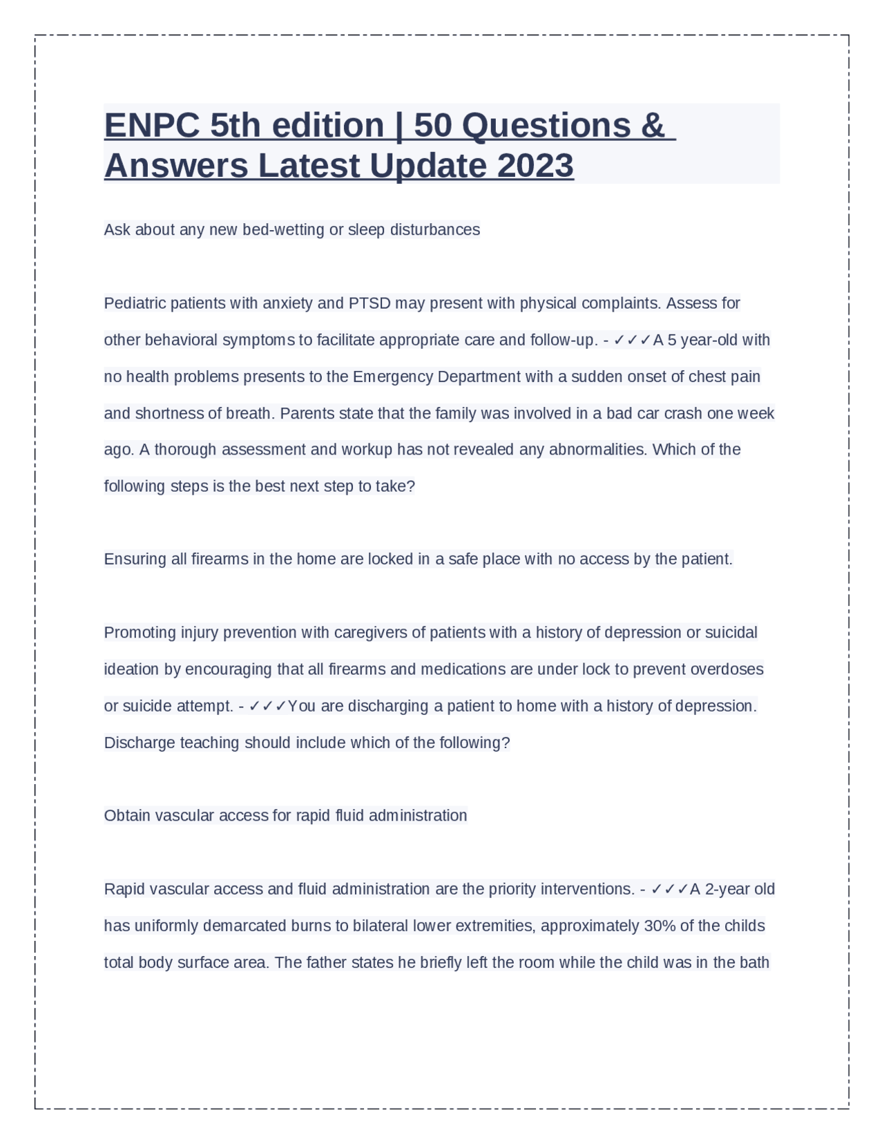 ENPC 5th edition | 50 Questions & Answers Latest Update 2023 | Exams ...