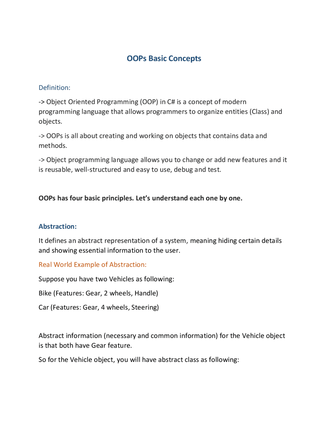 Oops Object Oriented Programming System Basic Concepts Summaries Computer Science Docsity