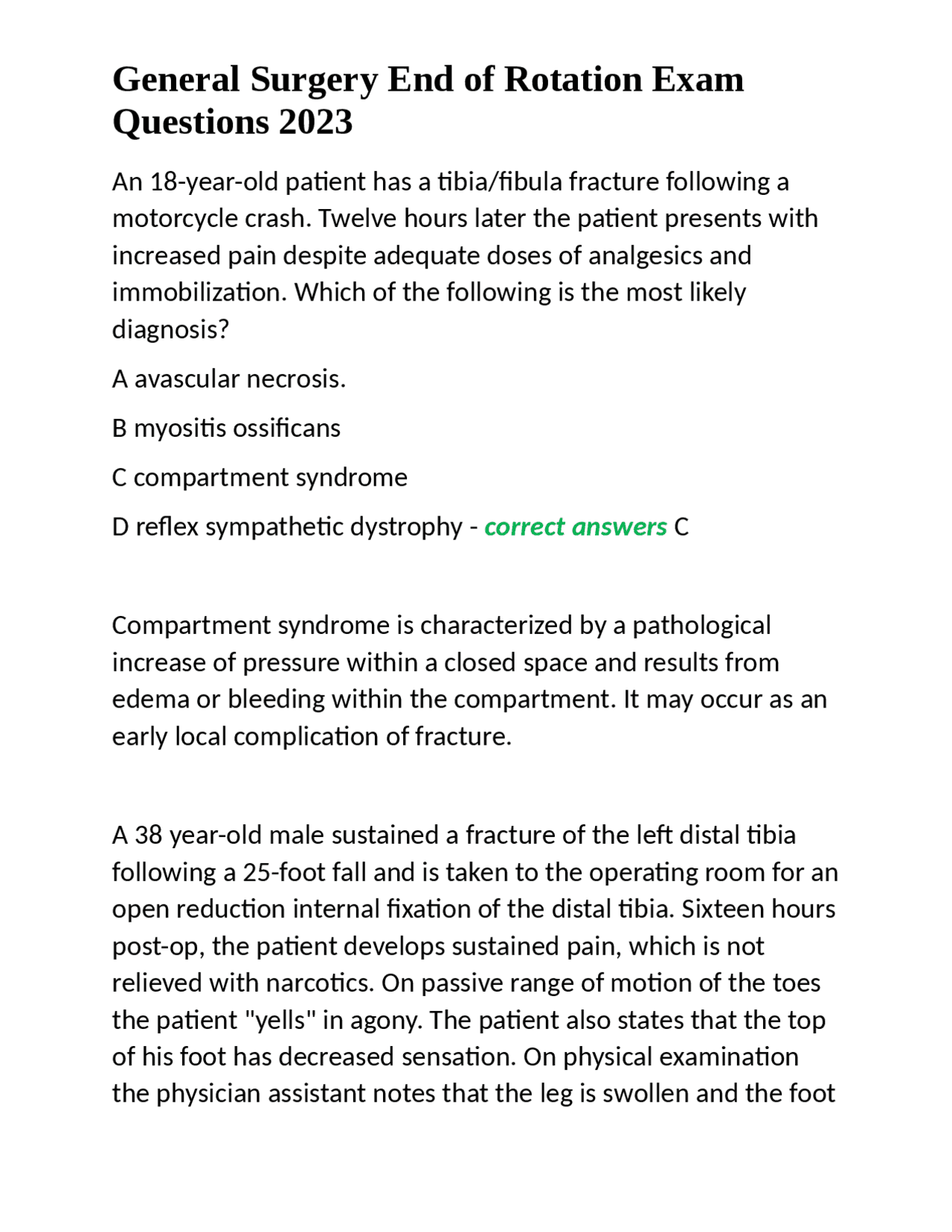 General Surgery End of Rotation Exam Questions 2023.docx | Exams ...