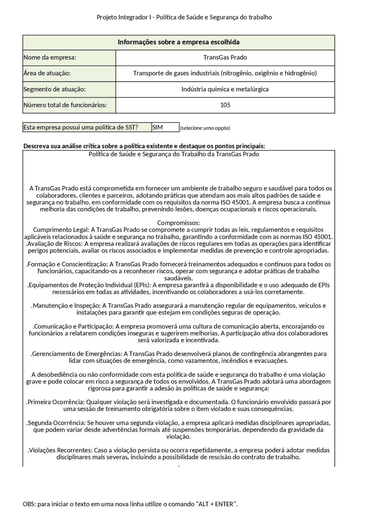 Projeto Integrador Senac EAD | Provas Análise de Riscos | Docsity