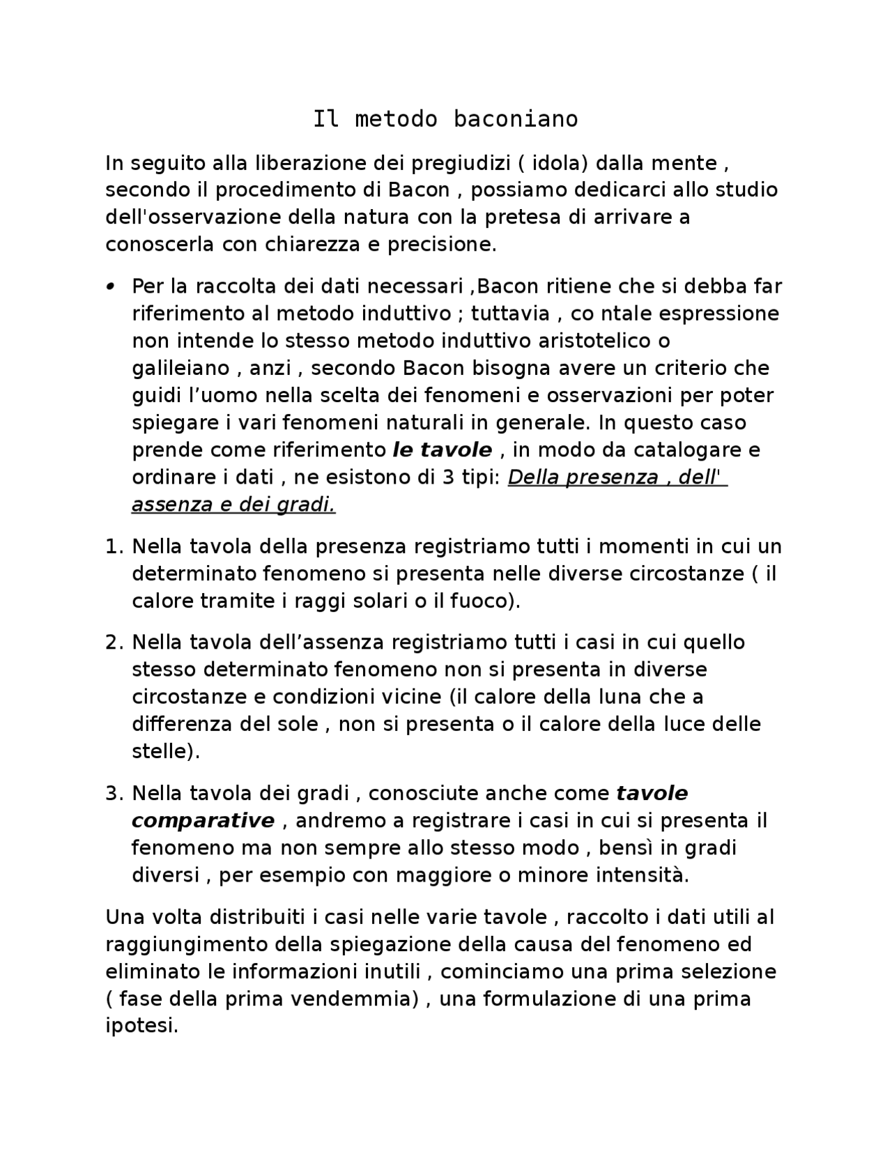 Francis Bacon Il Metodo Baconiano Dispense Di Filosofia Docsity