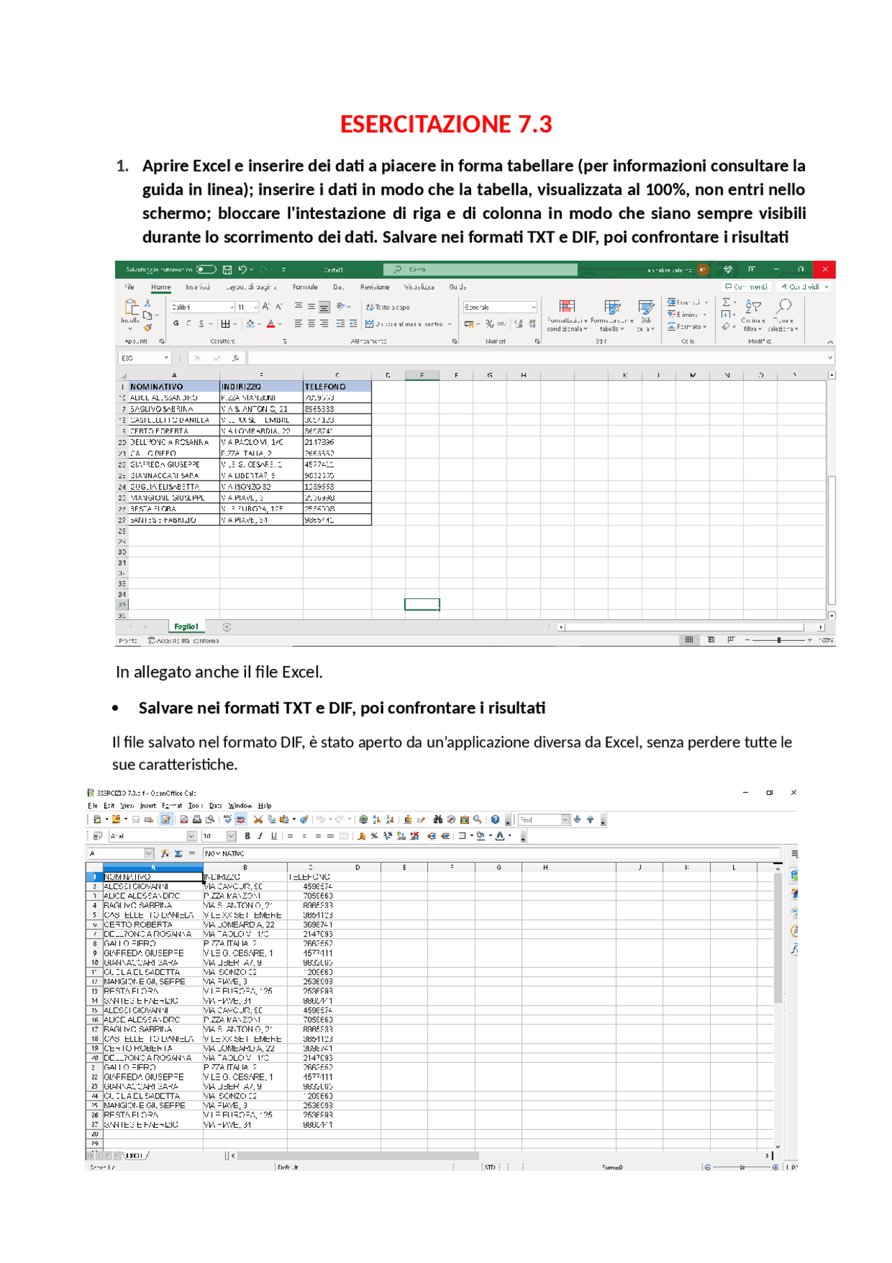 Esercizi Obbligatori Prove Desame Di Sistemi Informativi Docsity
