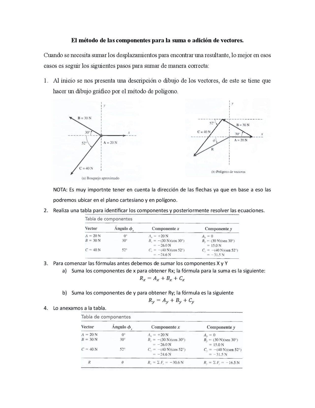 Suma De Componentes De Vectores Apuntes De Física Matemática Docsity
