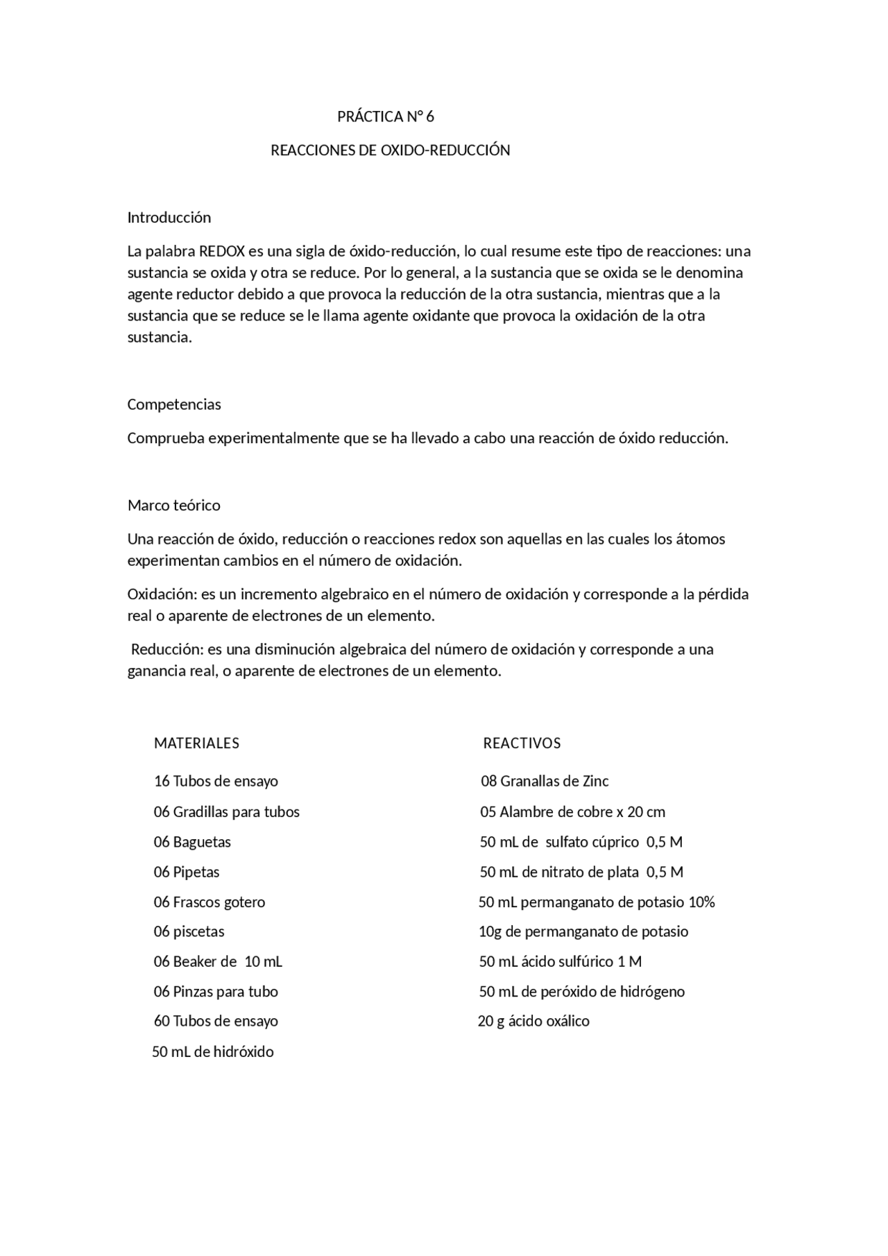 Practica numero 7 quimica general reacciones de oxido_reduccion agente ...