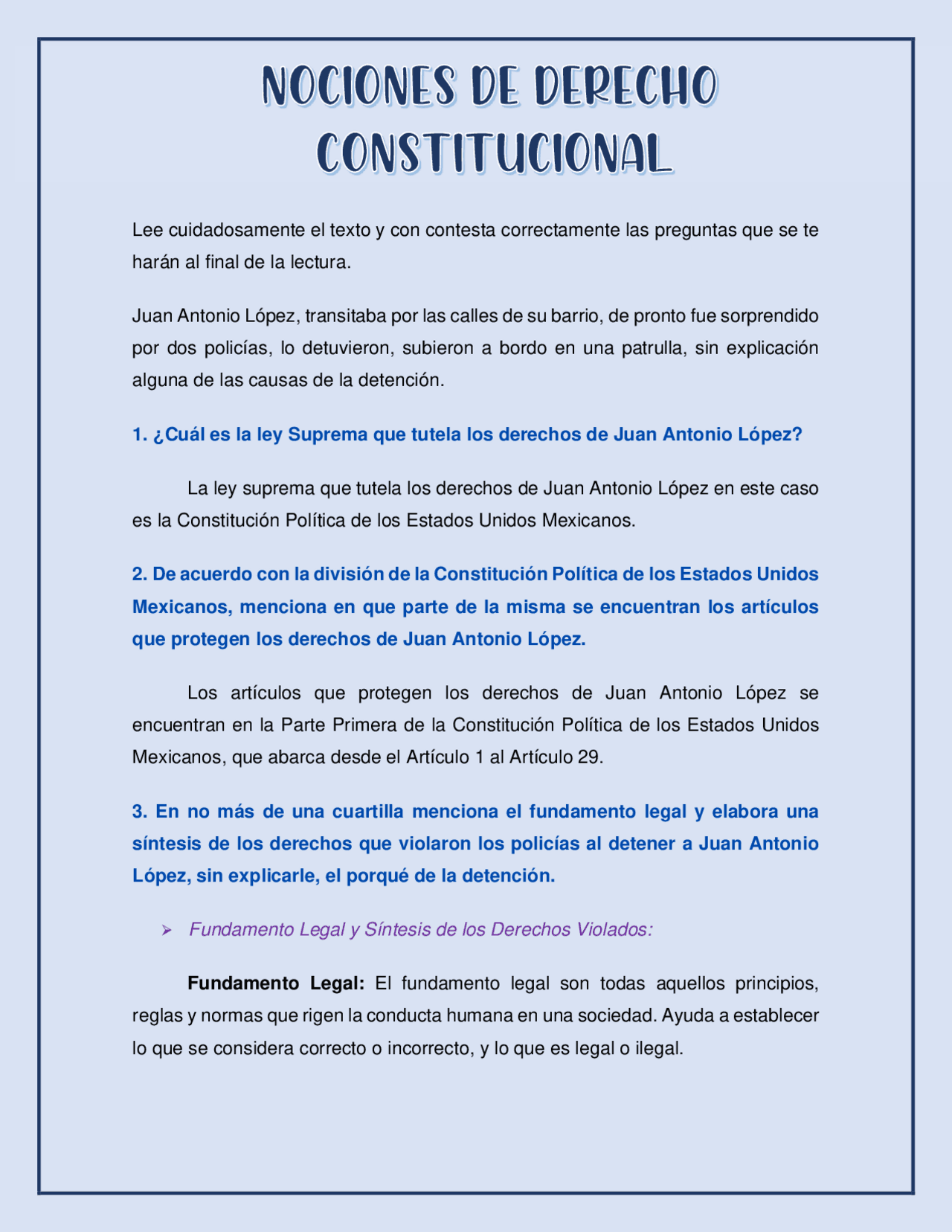 Nociones de derecho ejercicios | Ejercicios de Derecho | Docsity